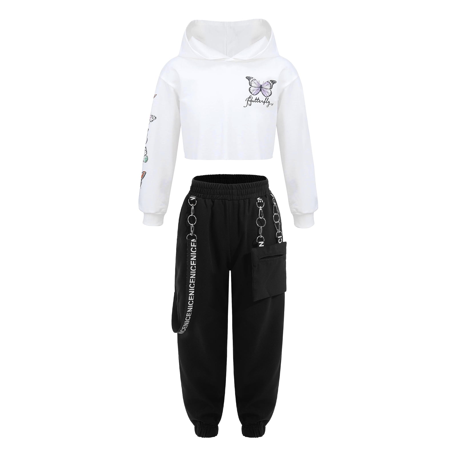 MSemis Kids Girls Hooded Sweatshirt with Sweatpants Hip Hop Dance ...
