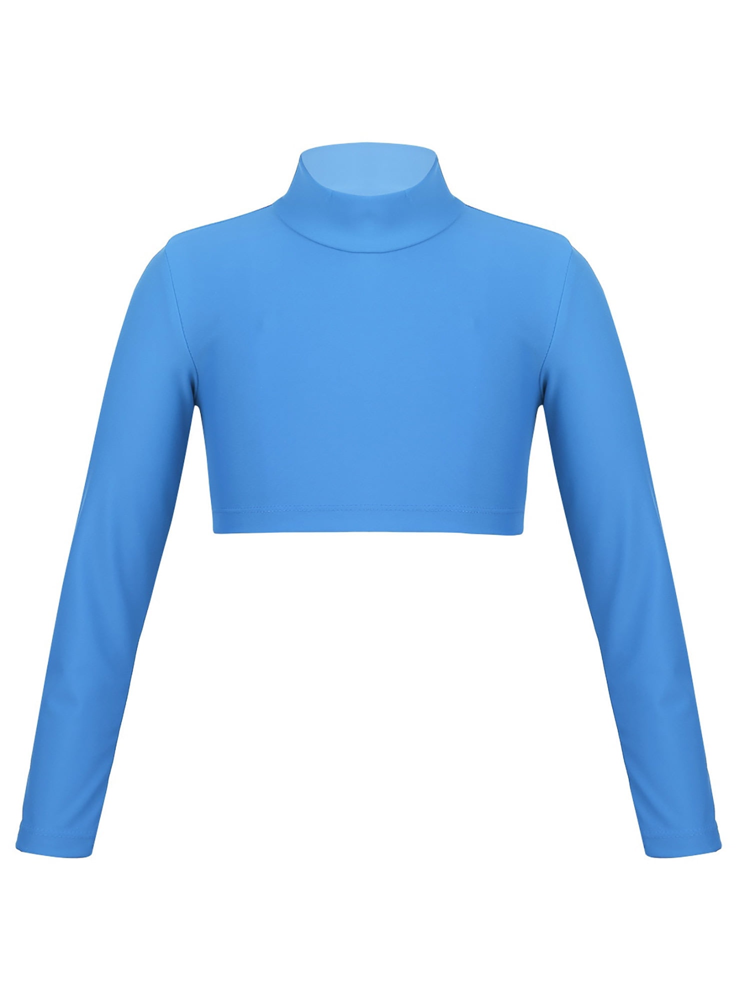 MSemis Kids Girls Long Sleeve Turtleneck Cropped Top Yoga Ballet Dance ...