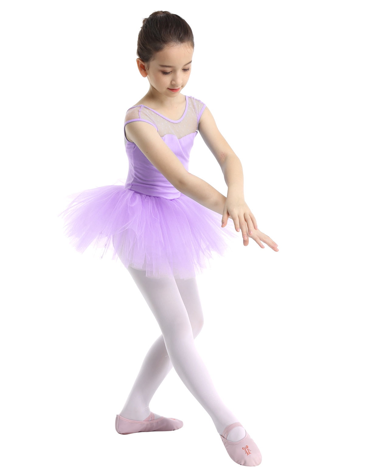 MSemis Kids Girls Mesh U Back Ballet Dance Leotard Tutu Skirt Light ...