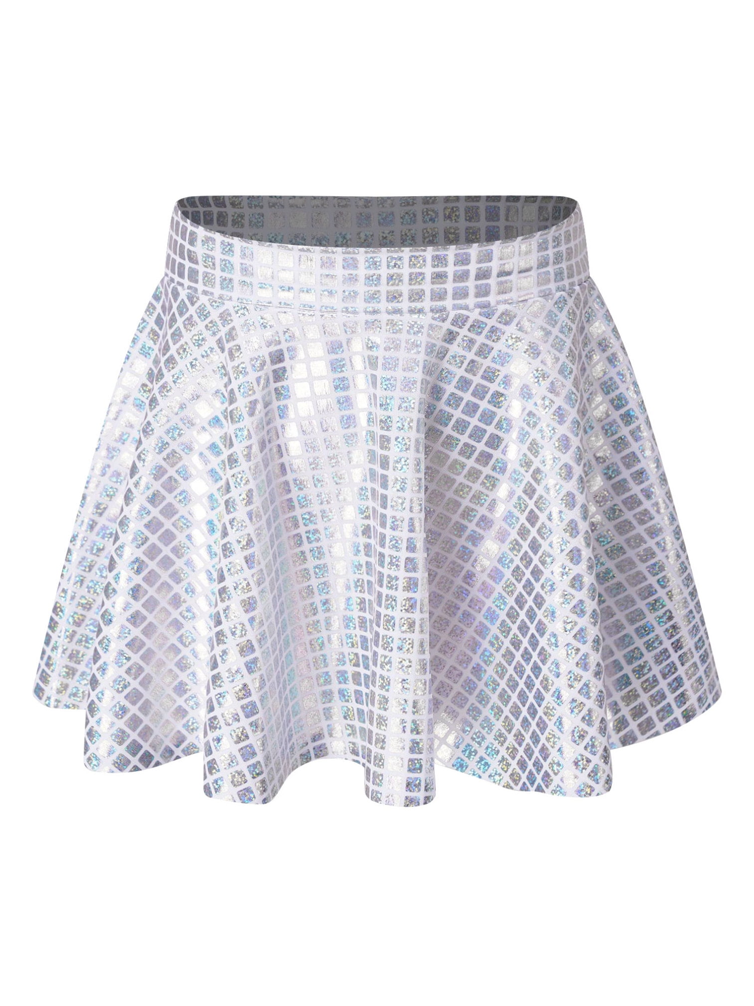 MSemis Kids Girls Metallic A-Line Mini Flared Pleated Skirt Hip Hop ...
