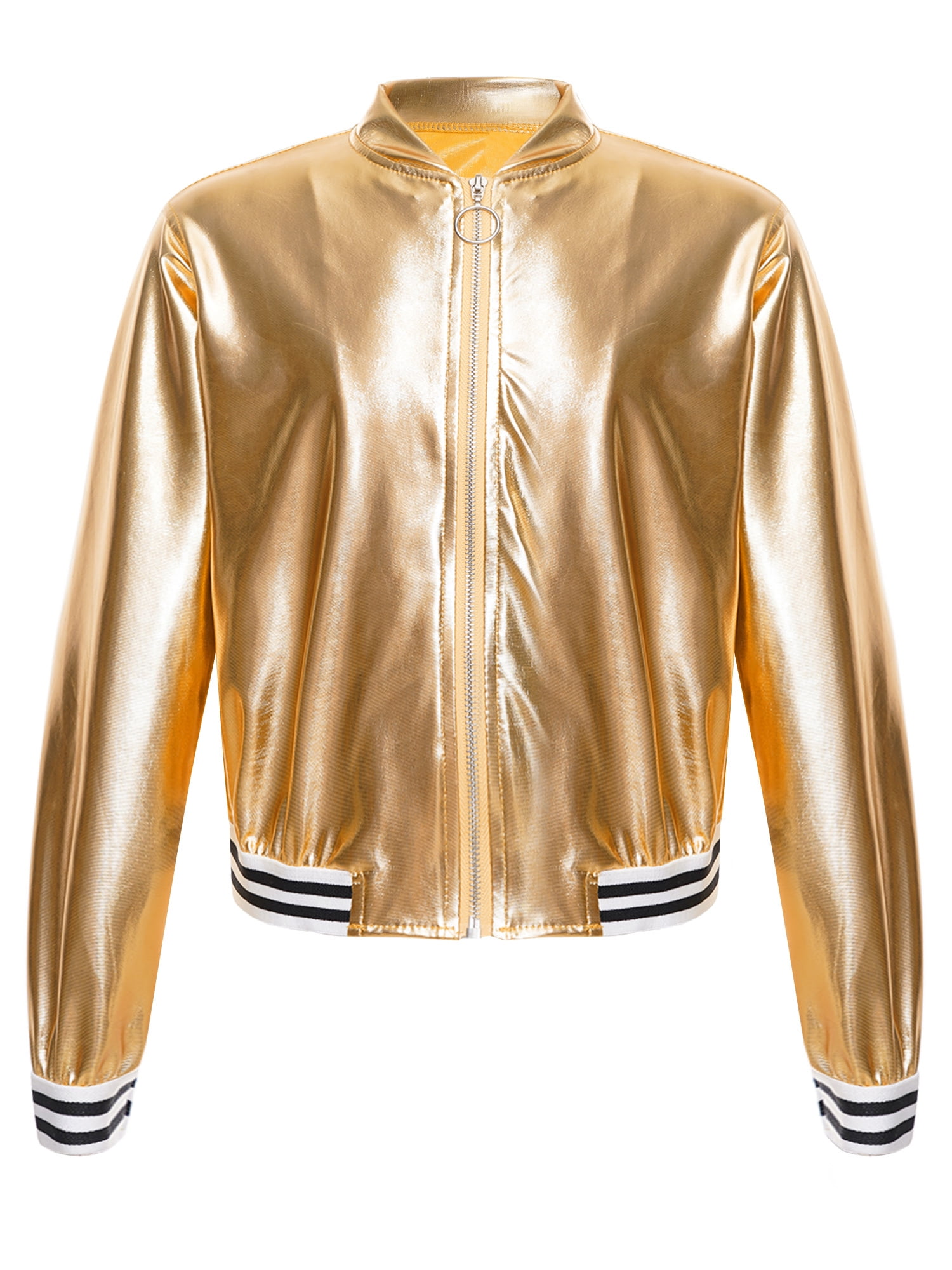 MSemis Kids Girls Metallic Bomber Jacket Coat Gold 8 - Walmart.com