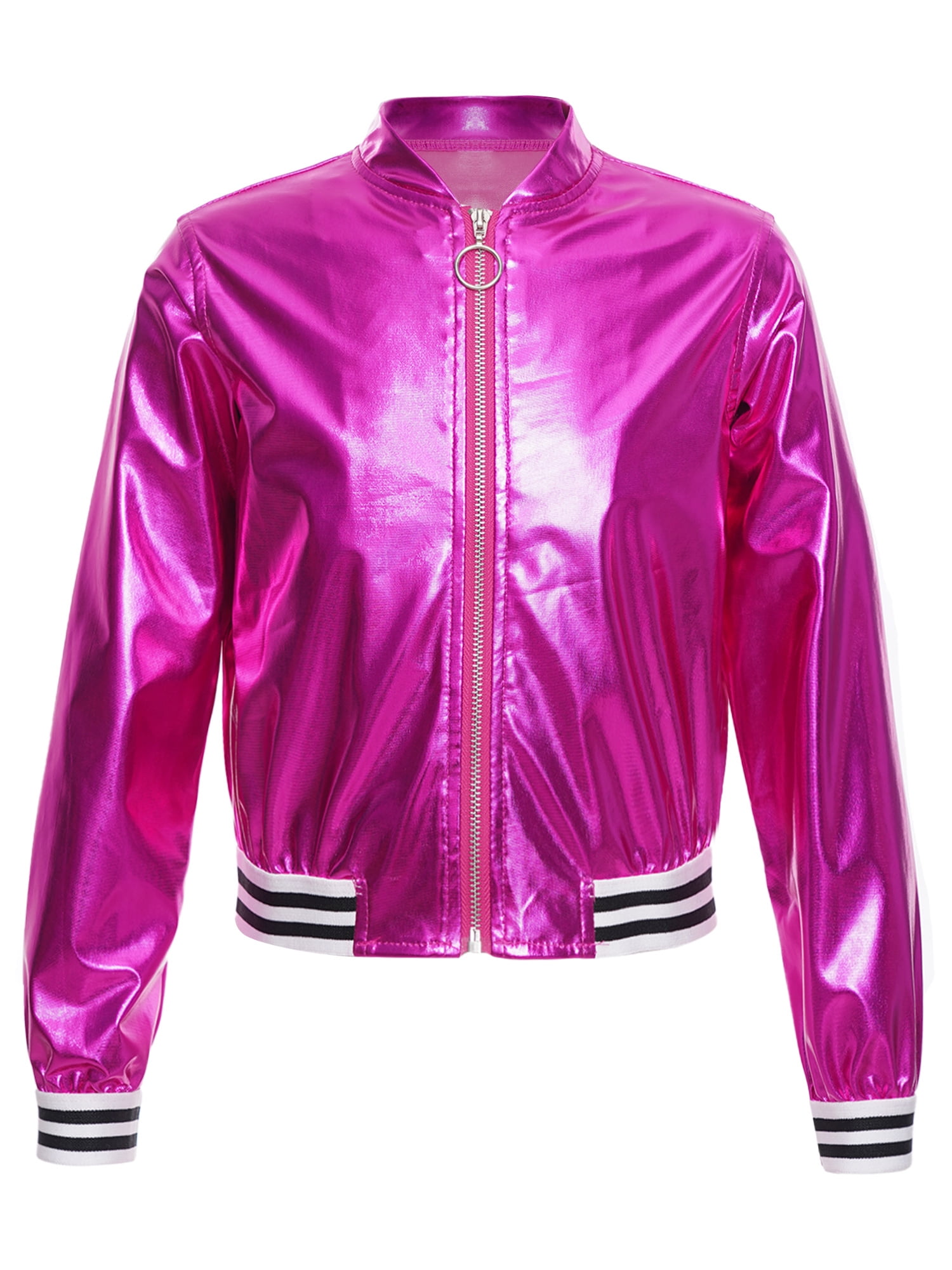MSemis Kids Girls Metallic Bomber Jacket Coat Rose 12 - Walmart.com