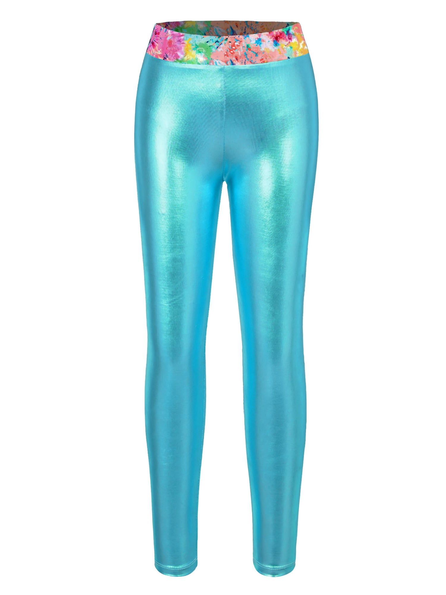 MSemis Kids Girls Metallic Shiny Leggings Hip Hop Street Dance Pants ...