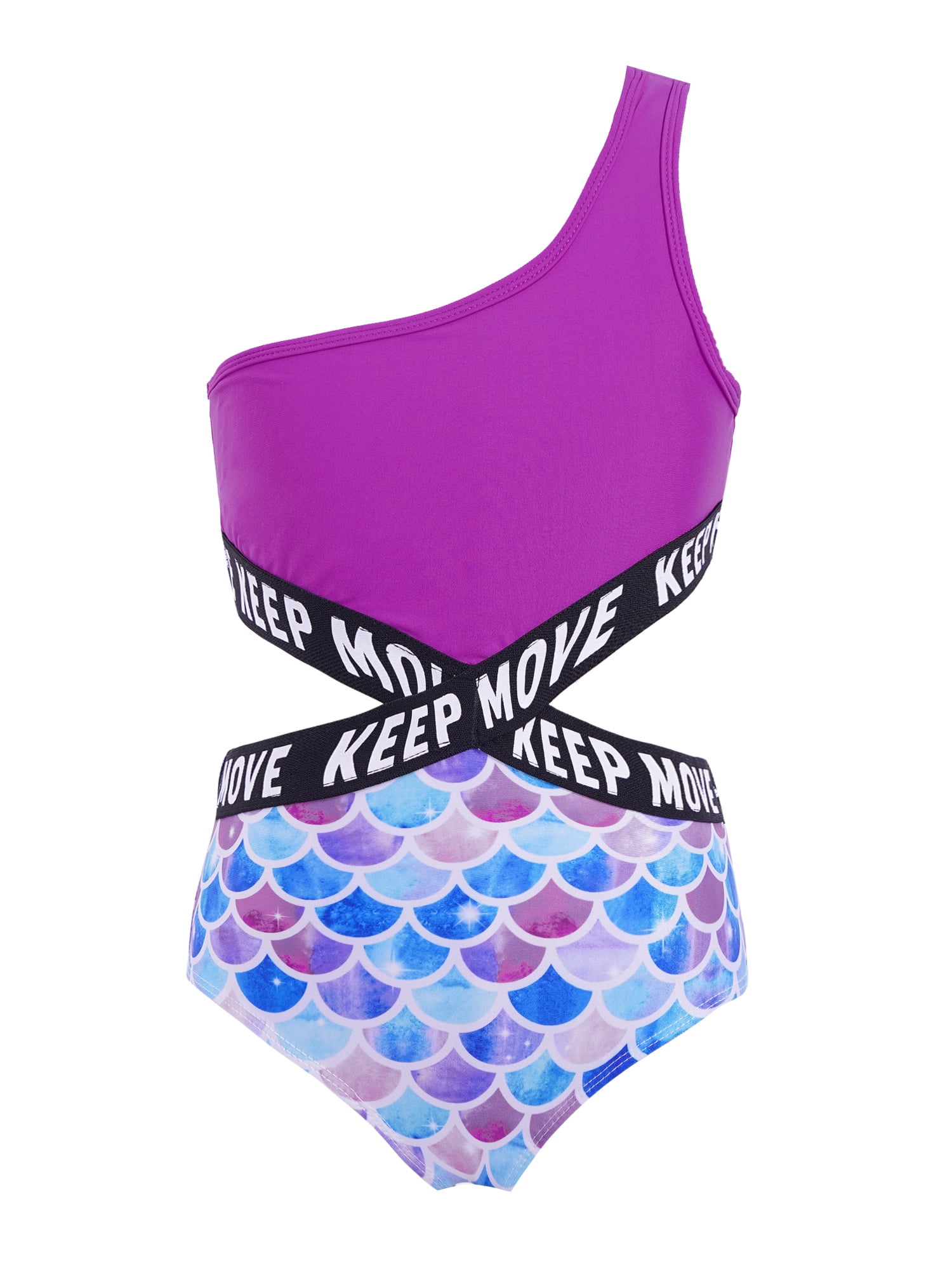 MSemis Kids Girls One Piece Swimming Jumpsuit Sinlge Shoulder Hollow ...