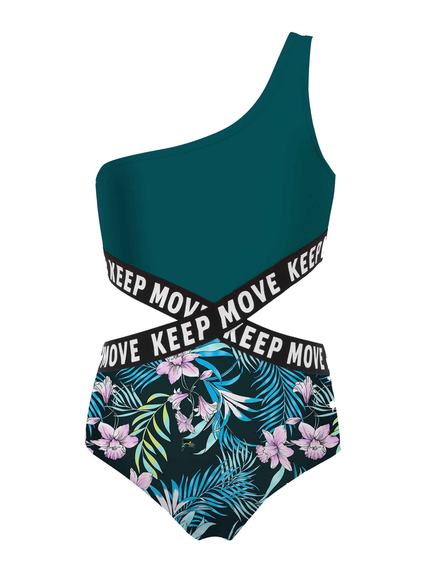 MSemis Kids Girls One Piece Swimming Jumpsuit Sinlge Shoulder Hollow ...