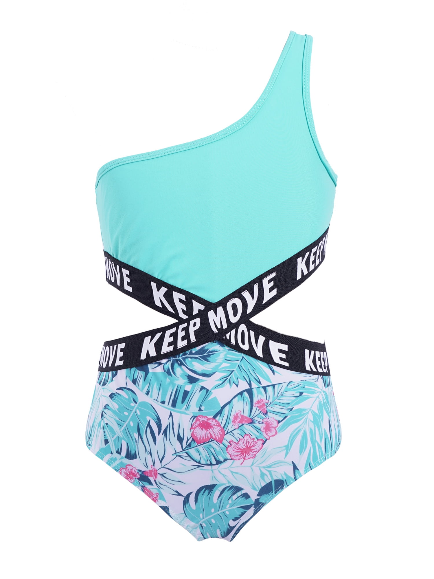 MSemis Kids Girls One Piece Swimming Jumpsuit Sinlge Shoulder Hollow ...