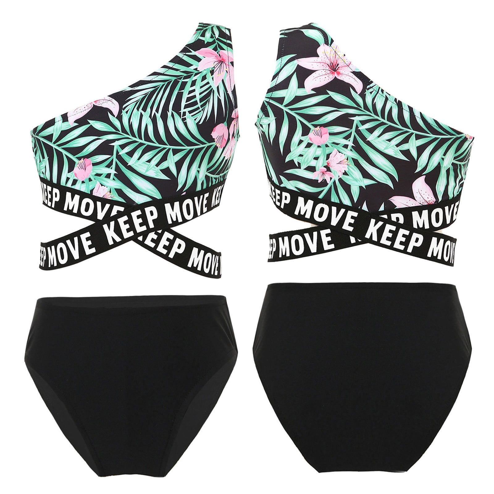 MSemis Kids Girls One-Shoulder Bikini Swimwear Set Two Piece Swimsuits ...