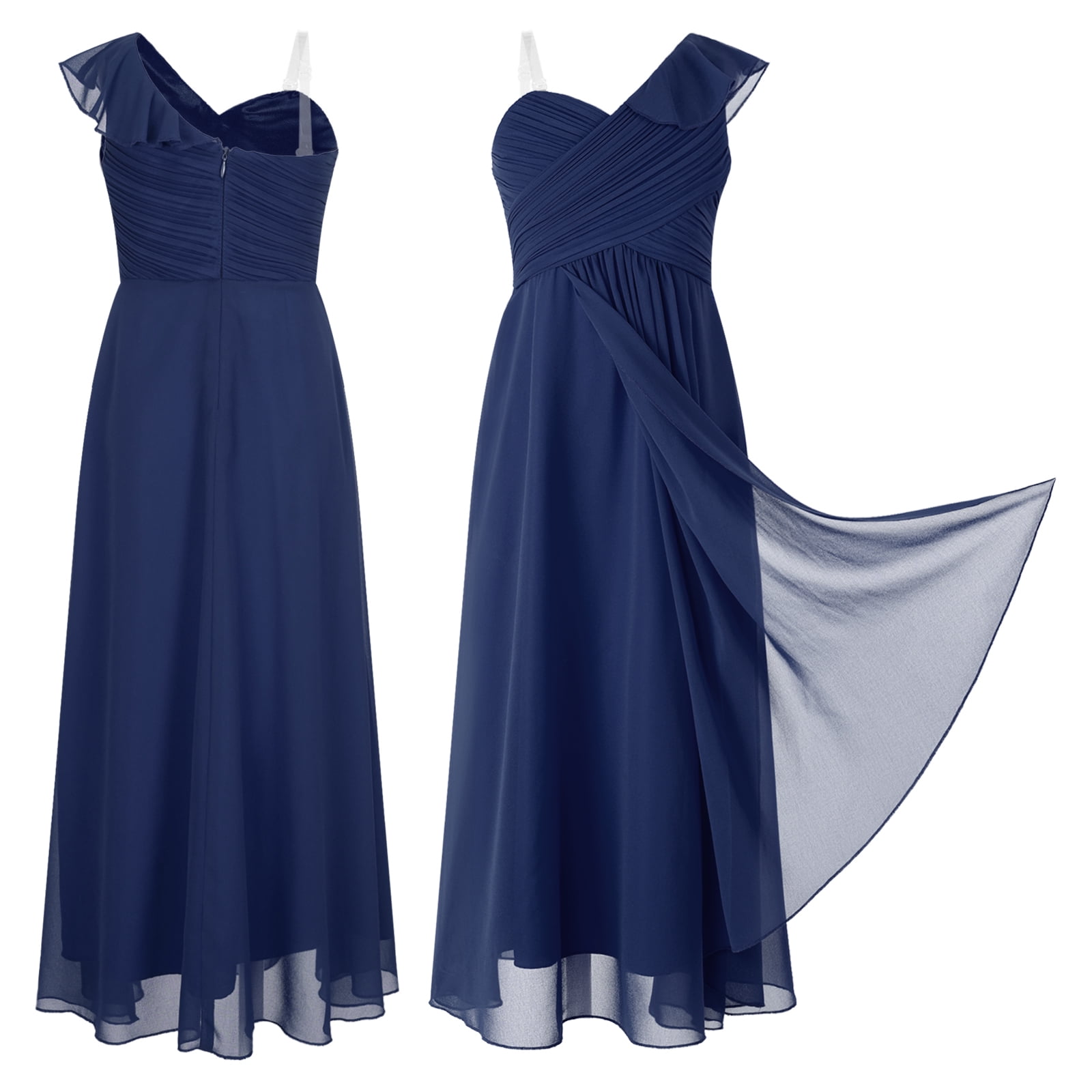 MSemis Kids Girls One-Shoulder Ruffle Bridesmaid Wedding Party Pageant ...