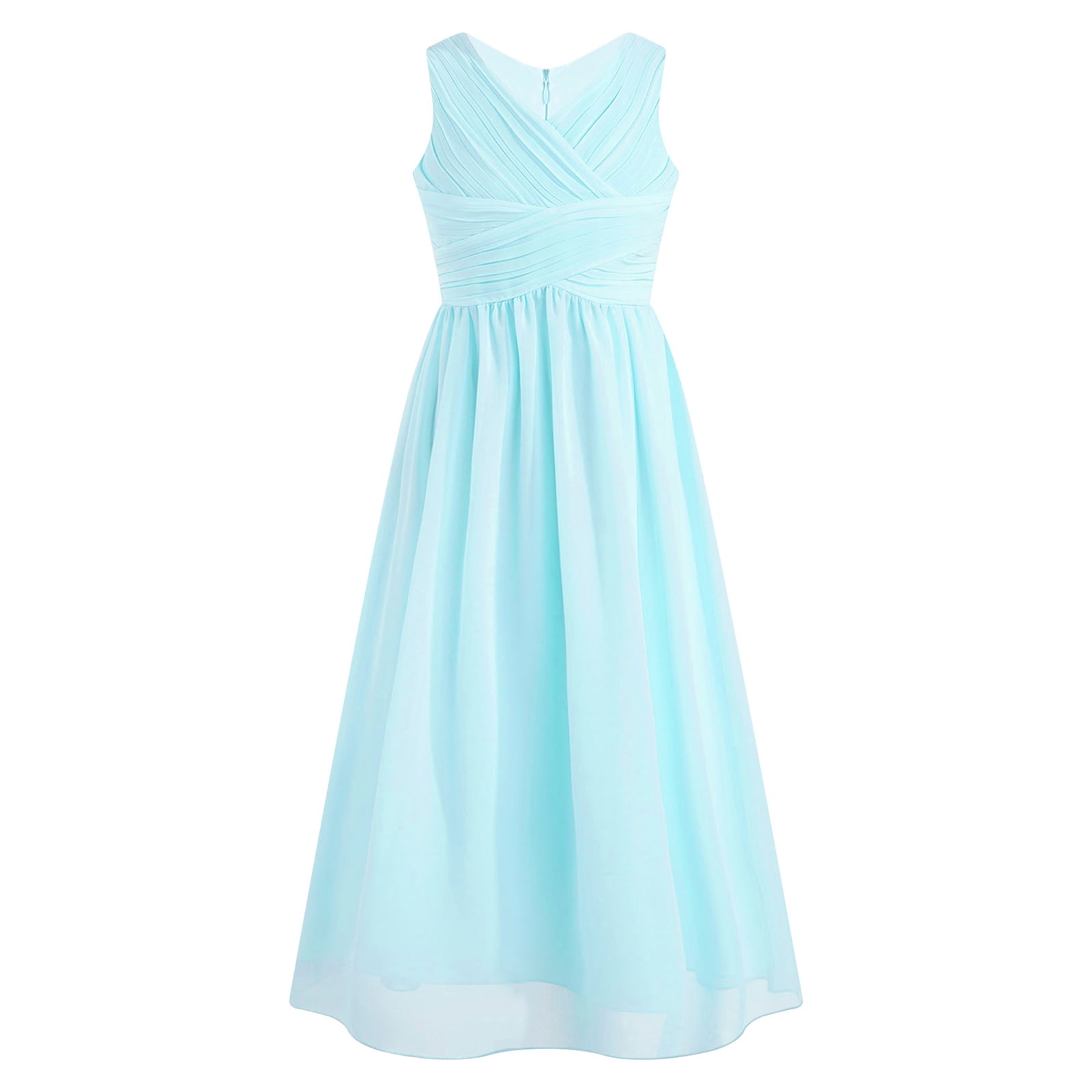 MSemis Kids Girls Pleated V Neck Princess Formal Party Ball Gown ...