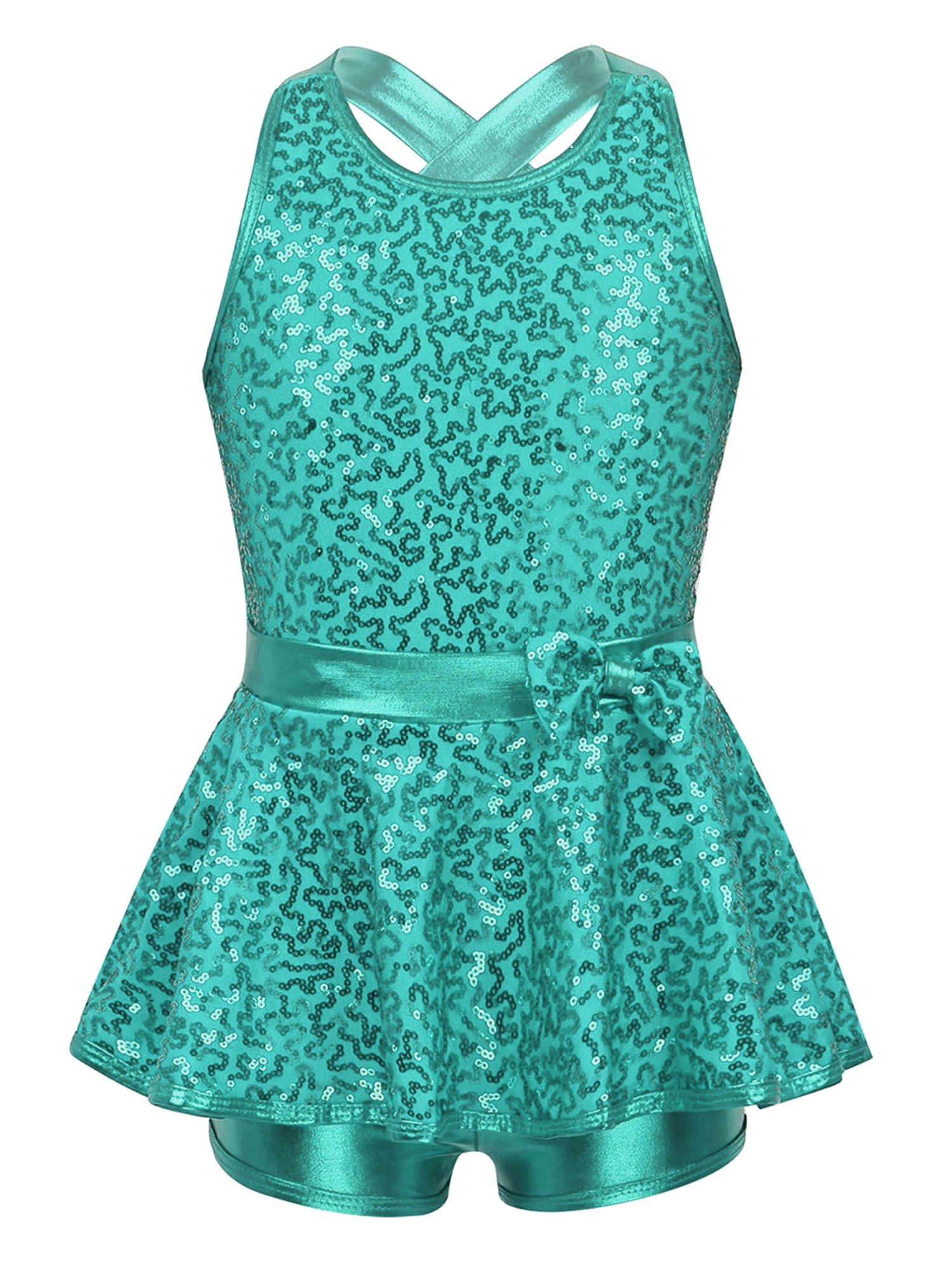 MSemis Kids Girls Sequin Leotard Criss Cross Dance Costume Ballet Dance ...