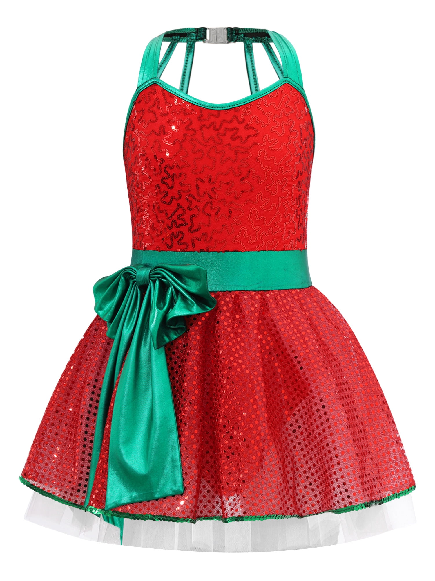 MSemis Kids Girls Sequins Christmas Dance Costume Xmas Ballet Tutu ...