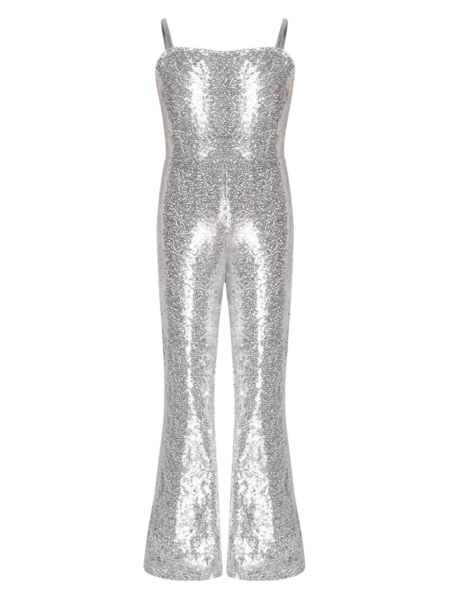 MSemis Kids Girls Sequins Disco Bell Bottom Romper Jumpsuit Fancy Dress ...