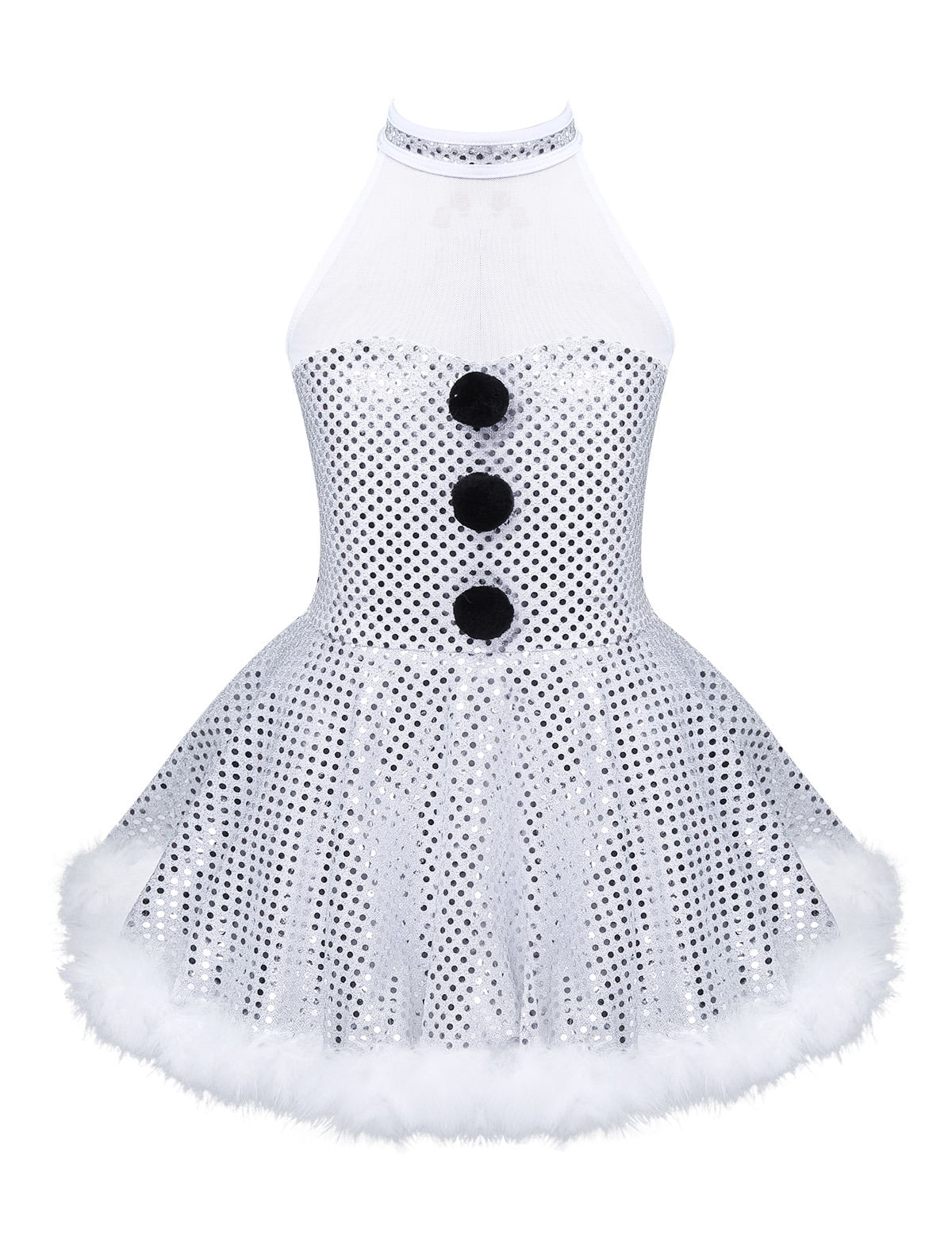 MSemis Kids Girls Sequins Tutu Dress Christmas Snowman Figure Skating ...