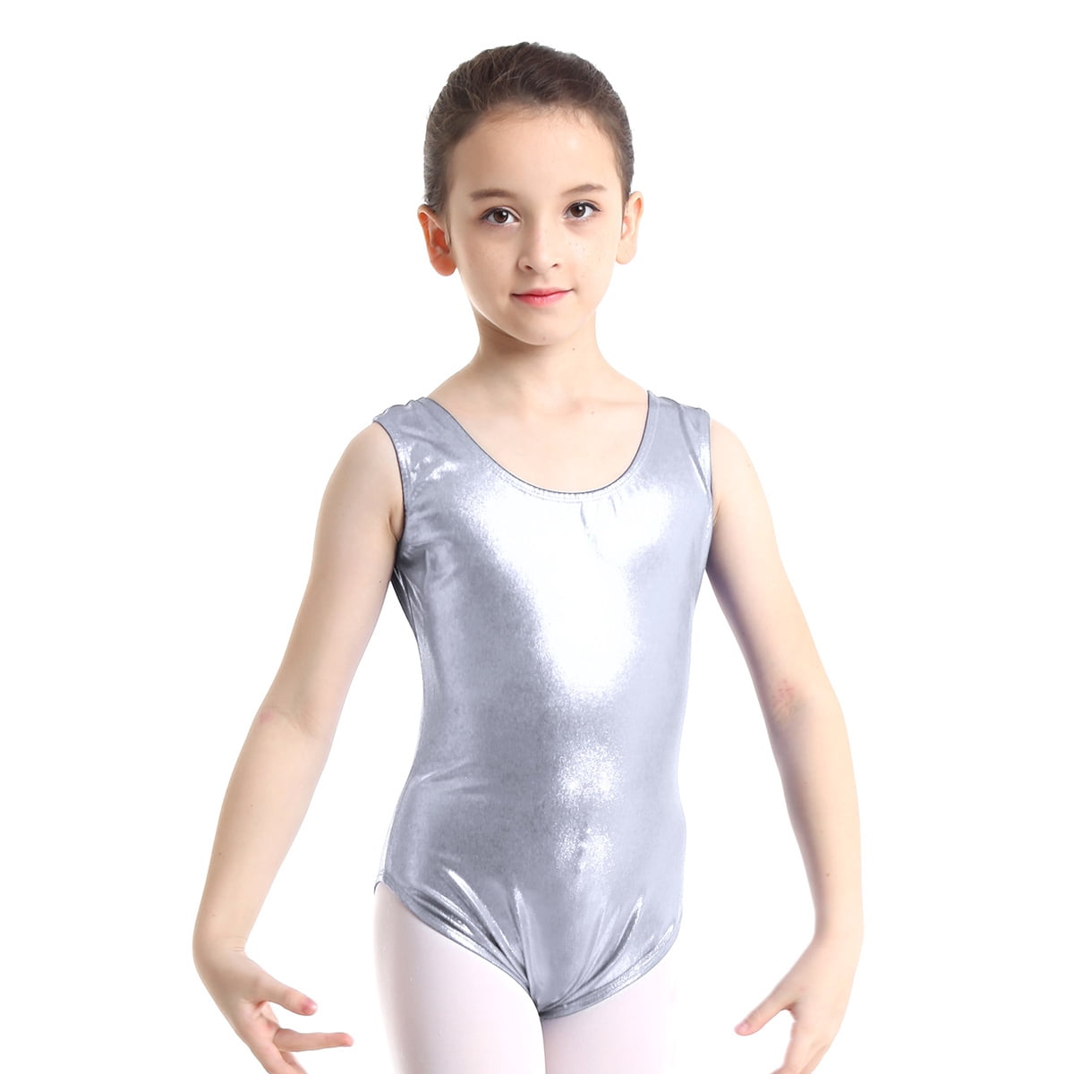 MSemis Kids Girls Shiny Metallic Ballet Dance Leotard Sleeveless ...