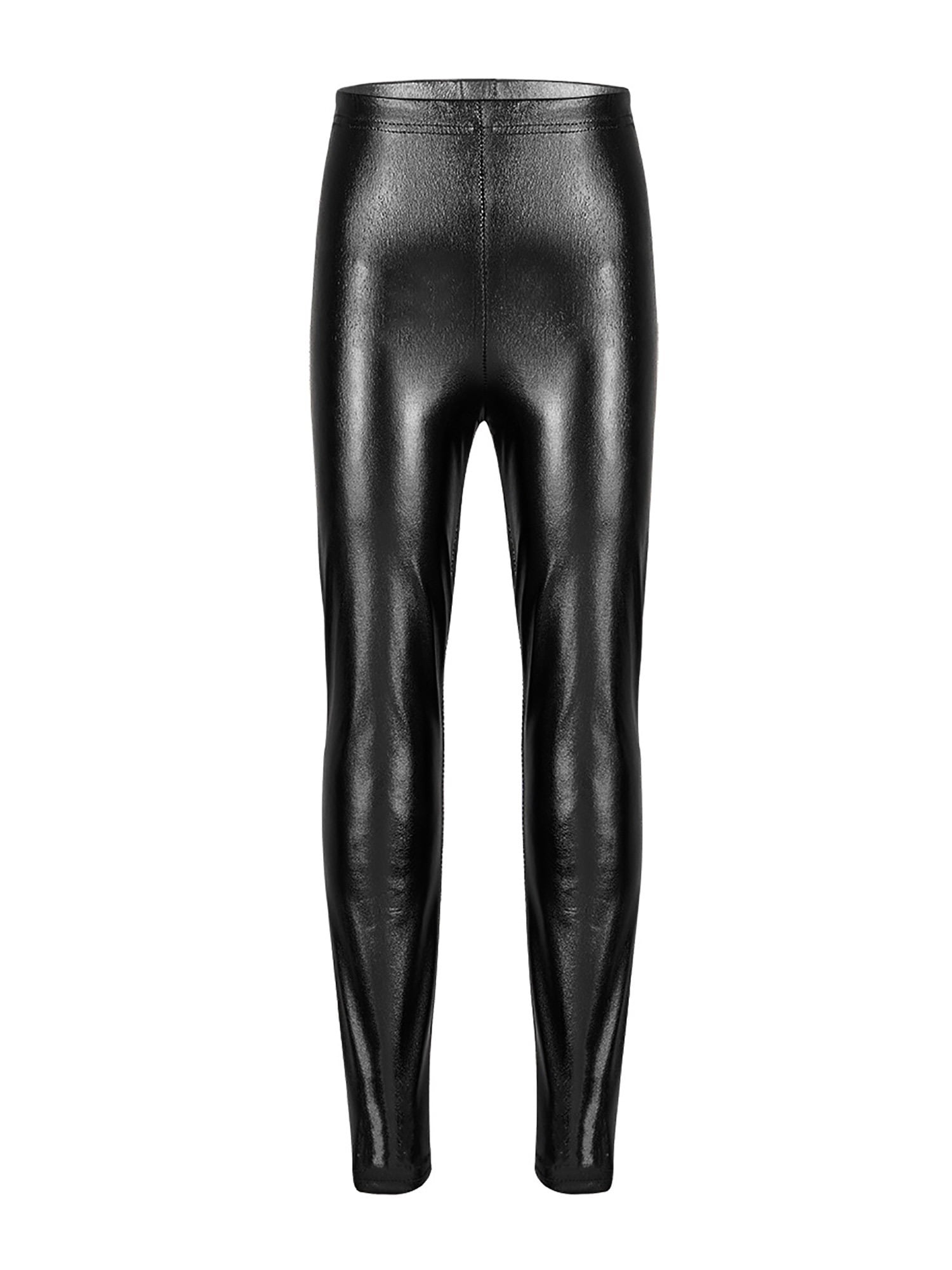 MSemis Kids Girls Shiny Metallic Leggings Pants Footless Tights Dance ...