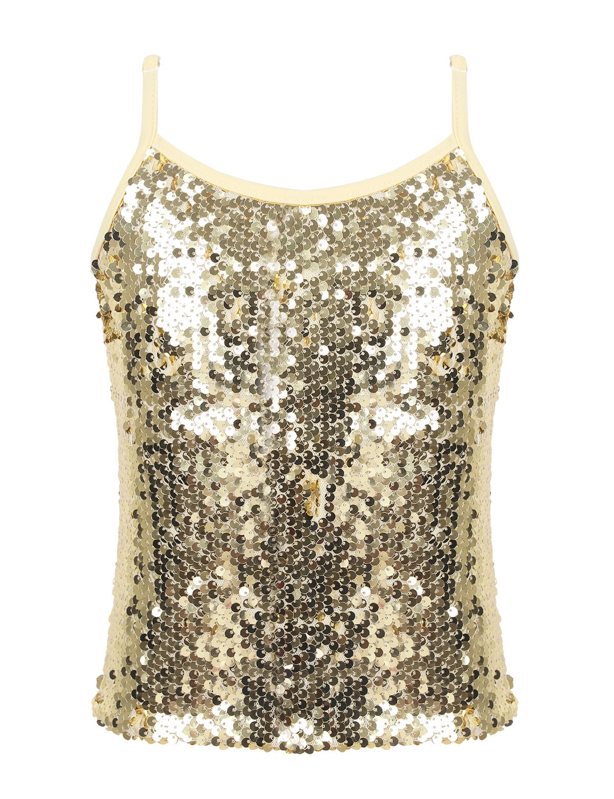 MSemis Kids Girls Shiny Sequins Camisole Tank Top for Jazz Modern Dance ...