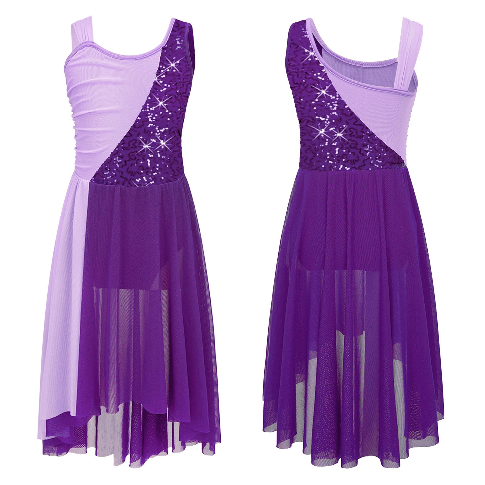MSemis Kids Girls Sleeveless Sequins Lyrical Modern Ballet Dance Dress ...