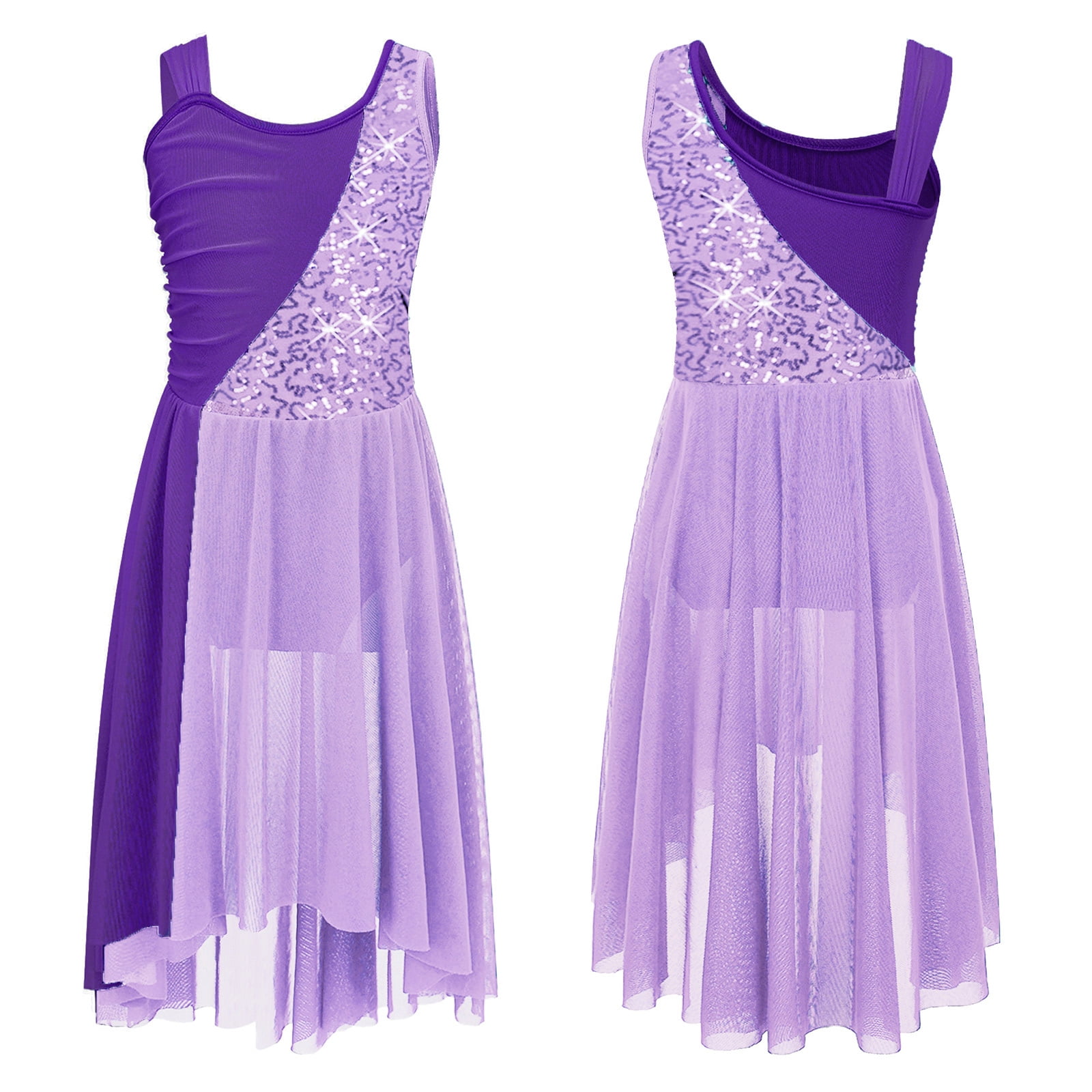 MSemis Kids Girls Sleeveless Sequins Lyrical Modern Ballet Dance Dress ...