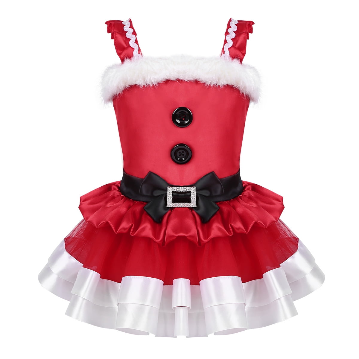 MSemis Kids Girls Sleeveless Shiny Sequins Christmas Tutu Dress ...