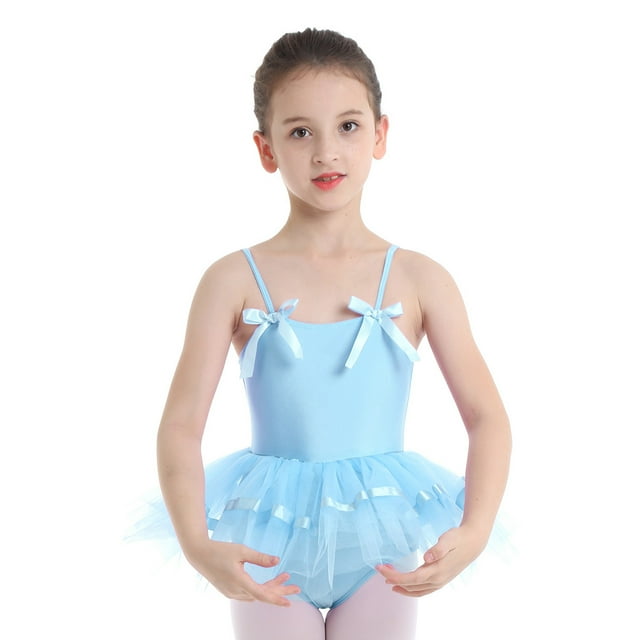 MSemis Kids Girls Spaghetti Straps Bowtie Ballet Dance Leotard Dress ...