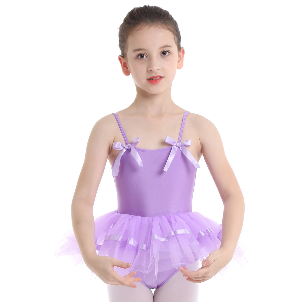 MSemis Kids Girls Spaghetti Straps Bowtie Ballet Dance Leotard Dress ...
