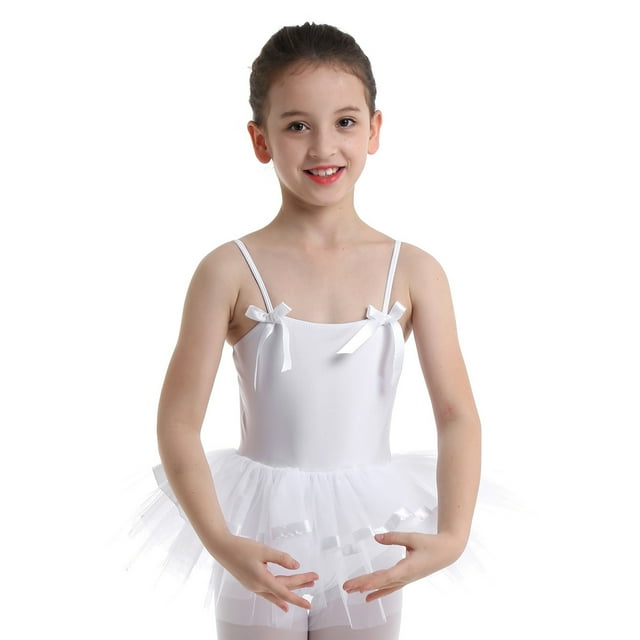 MSemis Kids Girls Spaghetti Straps Bowtie Ballet Dance Leotard Dress ...