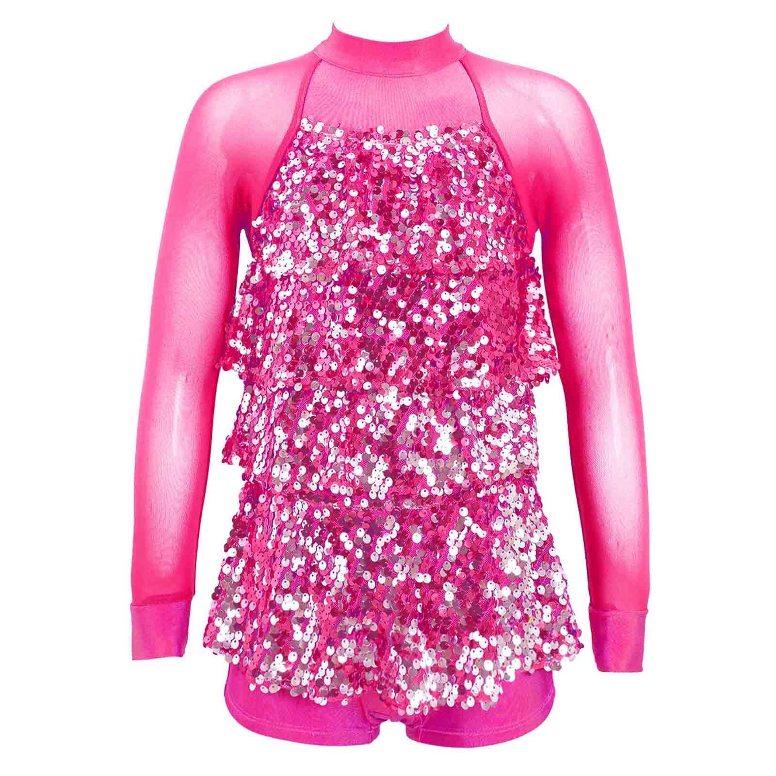 MSemis Kids Girls Sparkling Sequins Hip-Hop Jazz Ballet Latin Dance ...