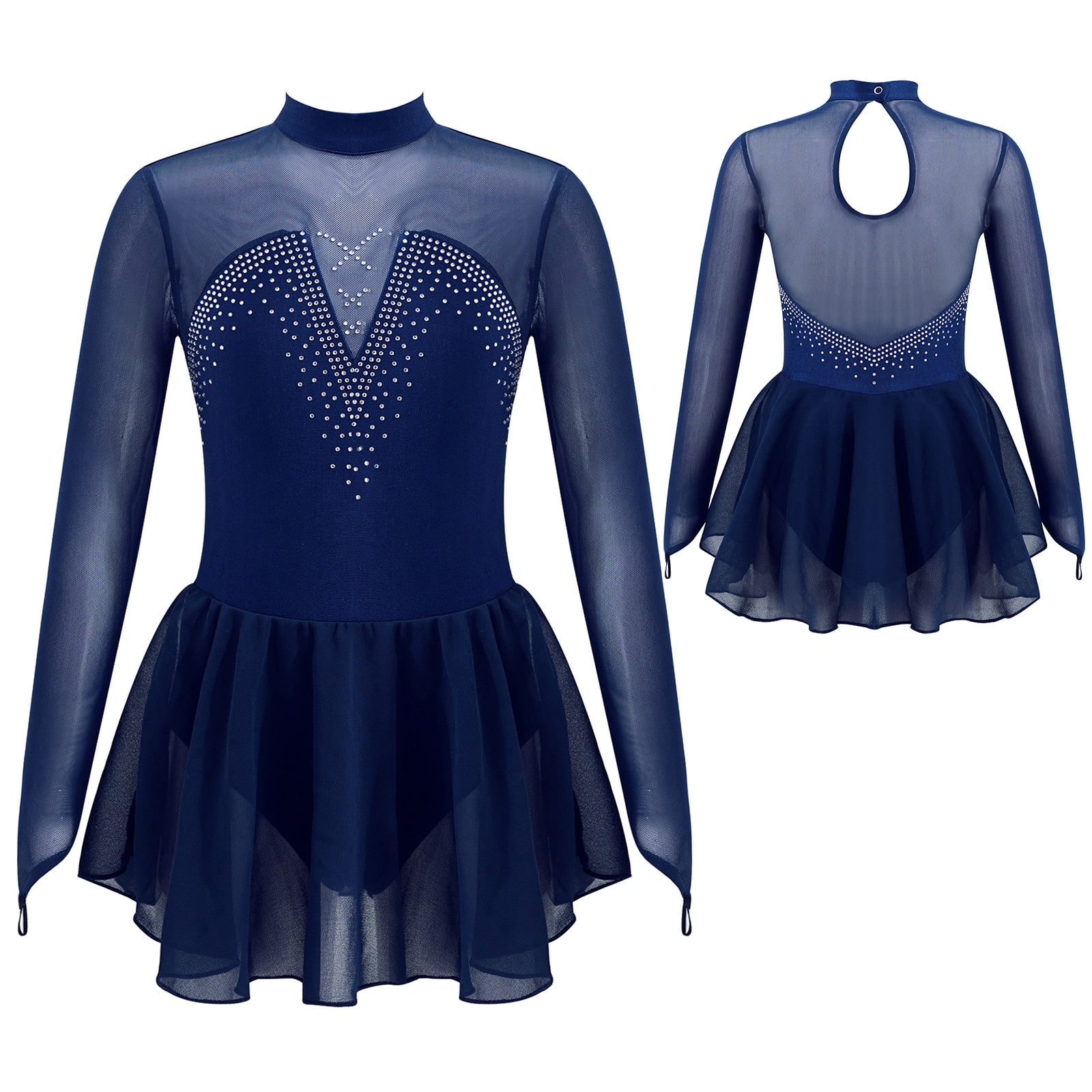 MSemis Kids Girls Sparkly Rhinestone Ice Skating Ballet Dancewear Dress ...