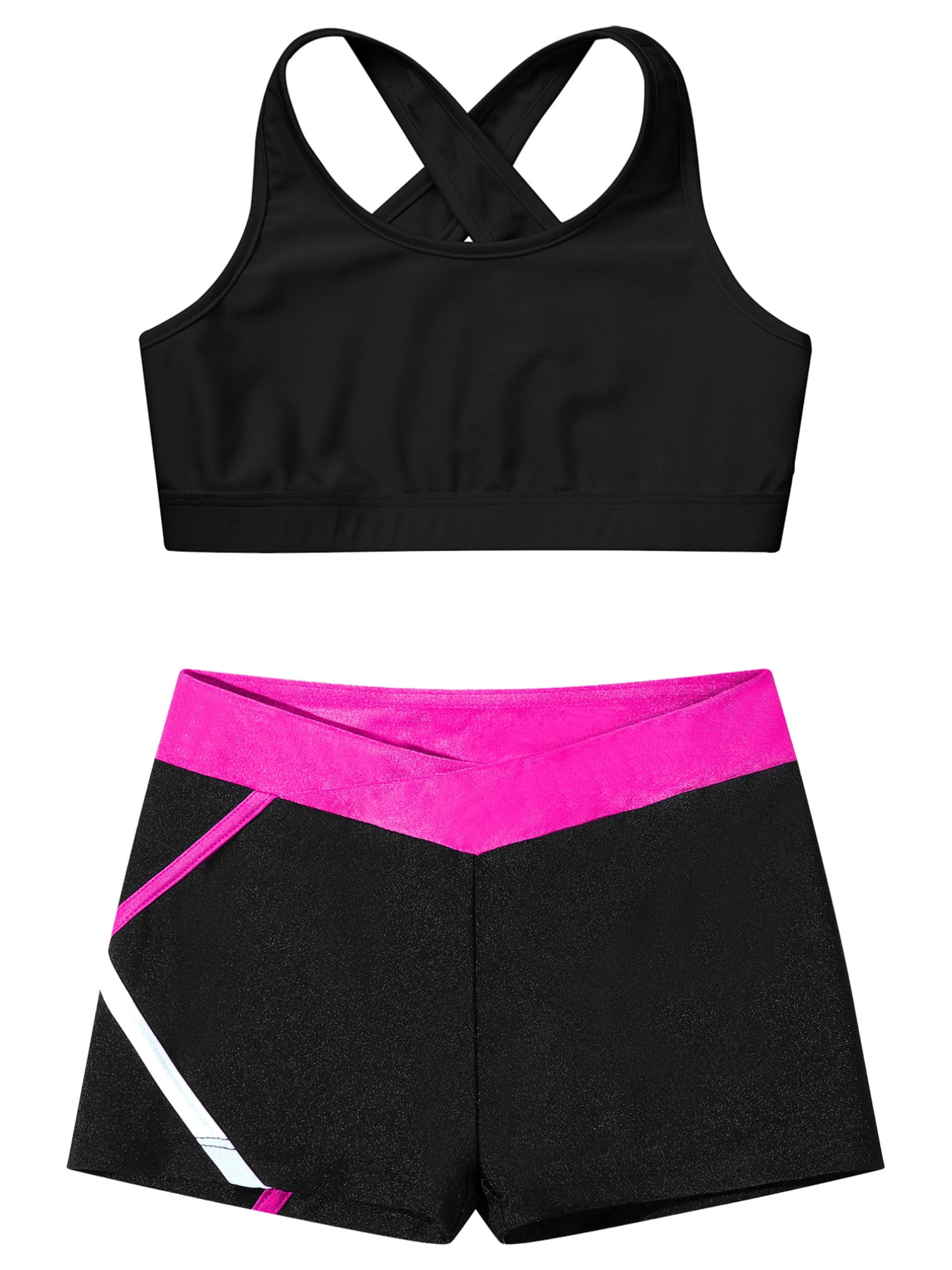 MSemis Kids Girls Workout Set Racer Back Sports Bra with Shorts Yoga ...