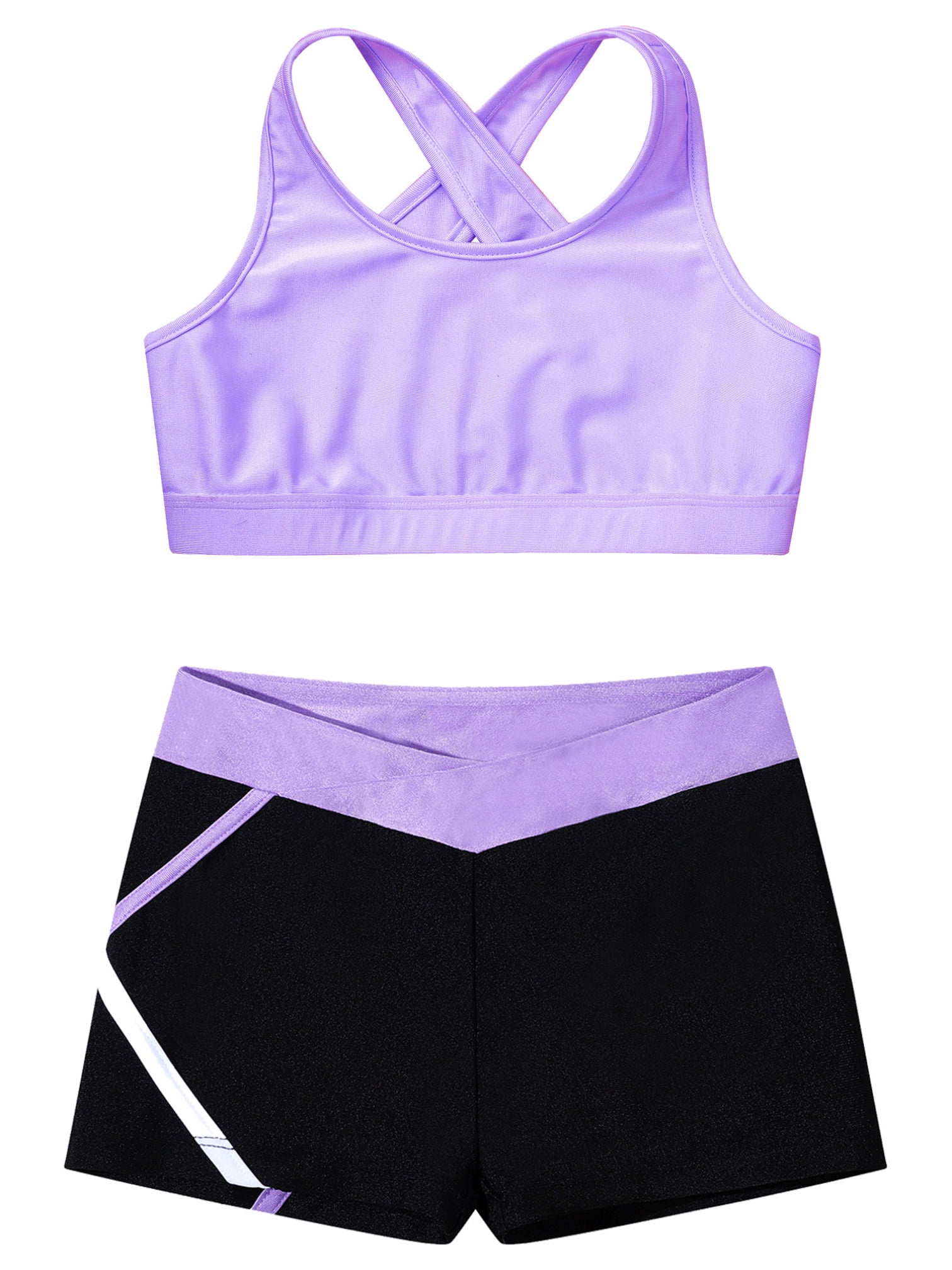 MSemis Kids Girls Workout Set Racer Back Sports Bra with Shorts Yoga ...