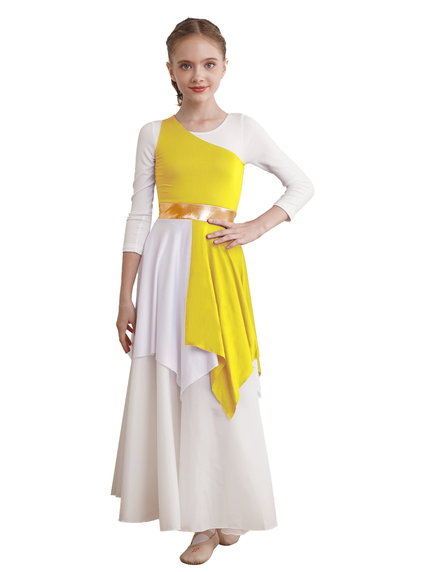 Praise Dance Outfit Women's Lyrical Dance Dress – Chiffon Overlay ...