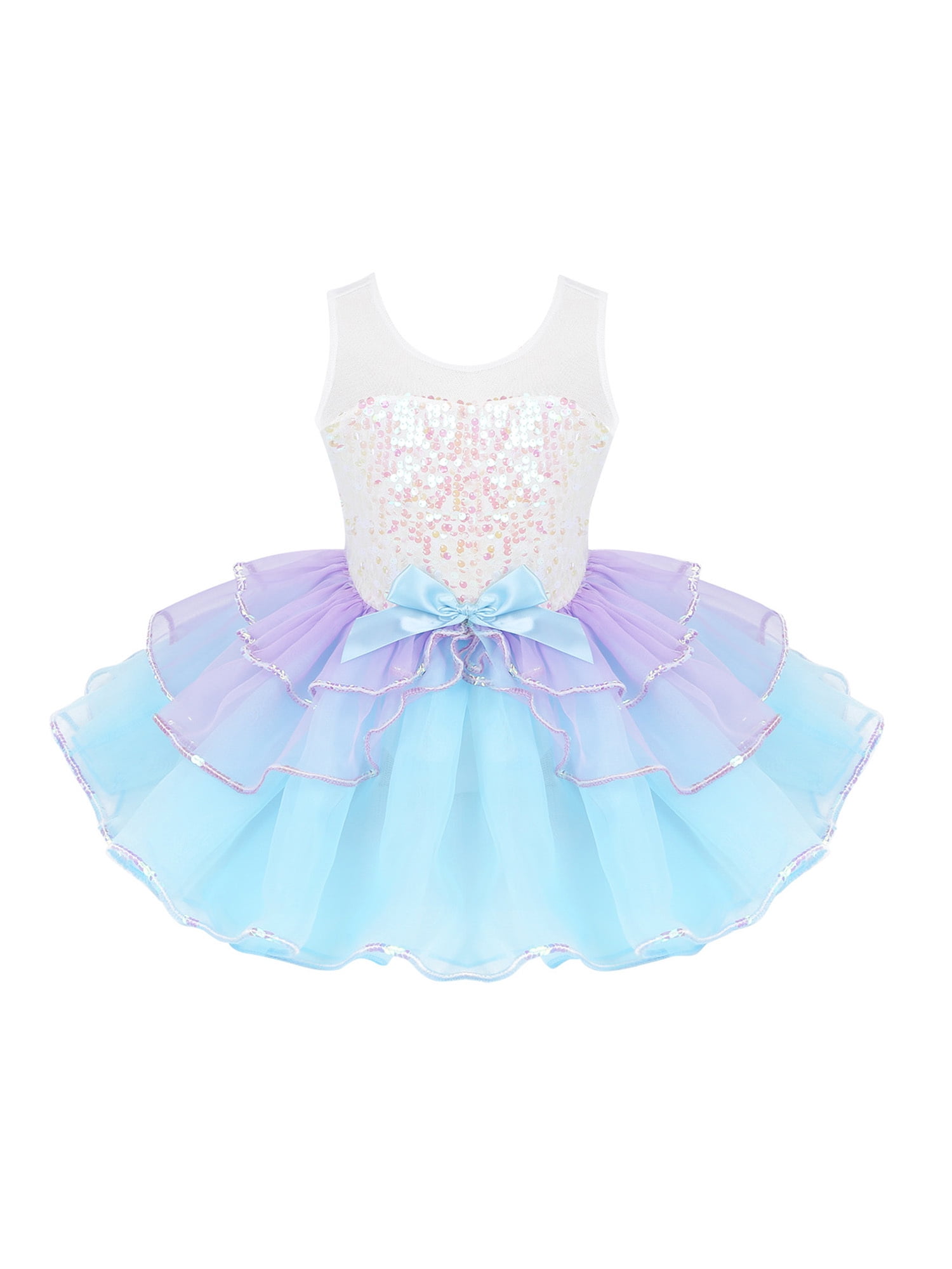 MSemis Kids Little Girls Ballet Tutu Dress Shiny Sequins Mesh Splice ...