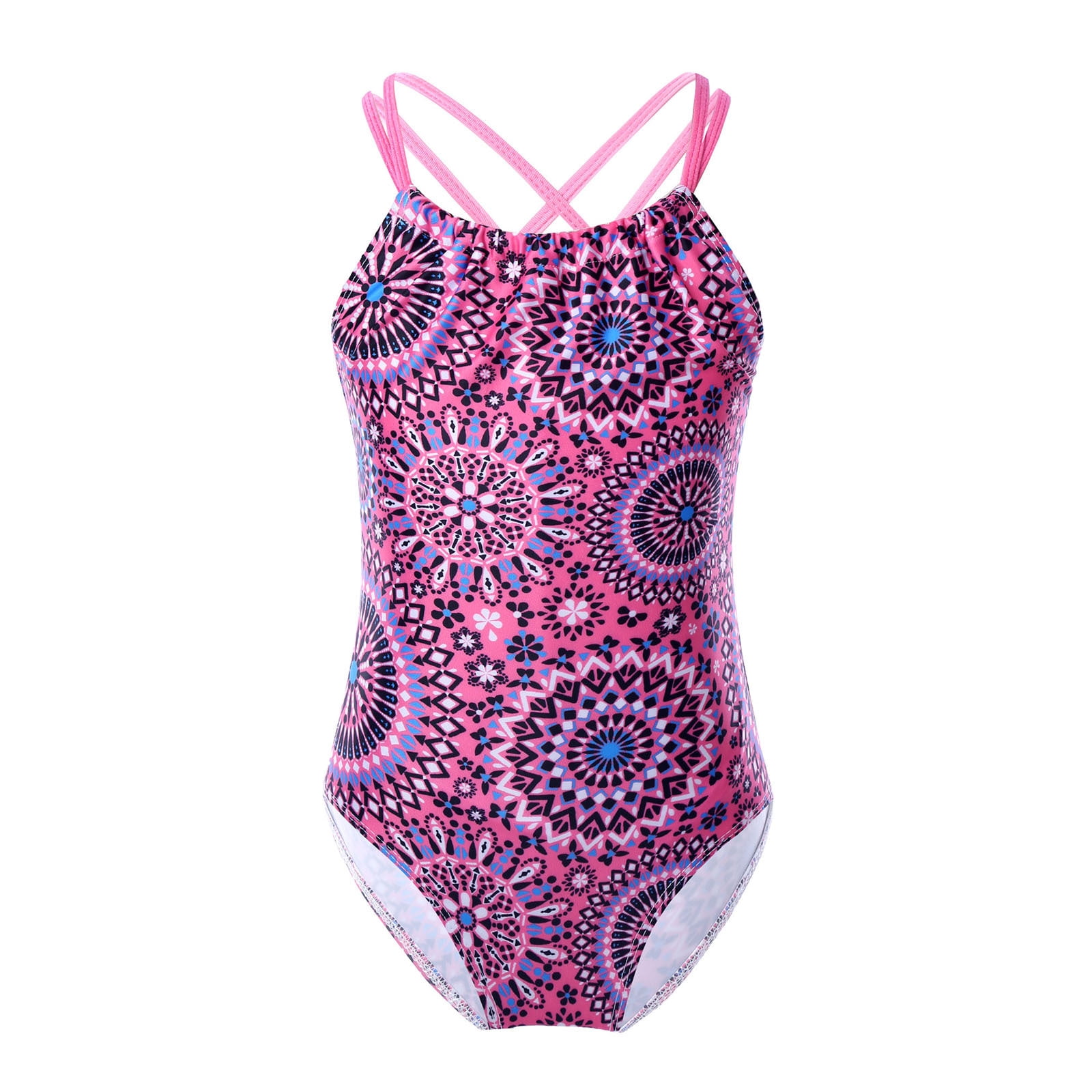 MSemis Kids One Piece Swimsuit Girls Criss Cross Back Bathing Suit ...