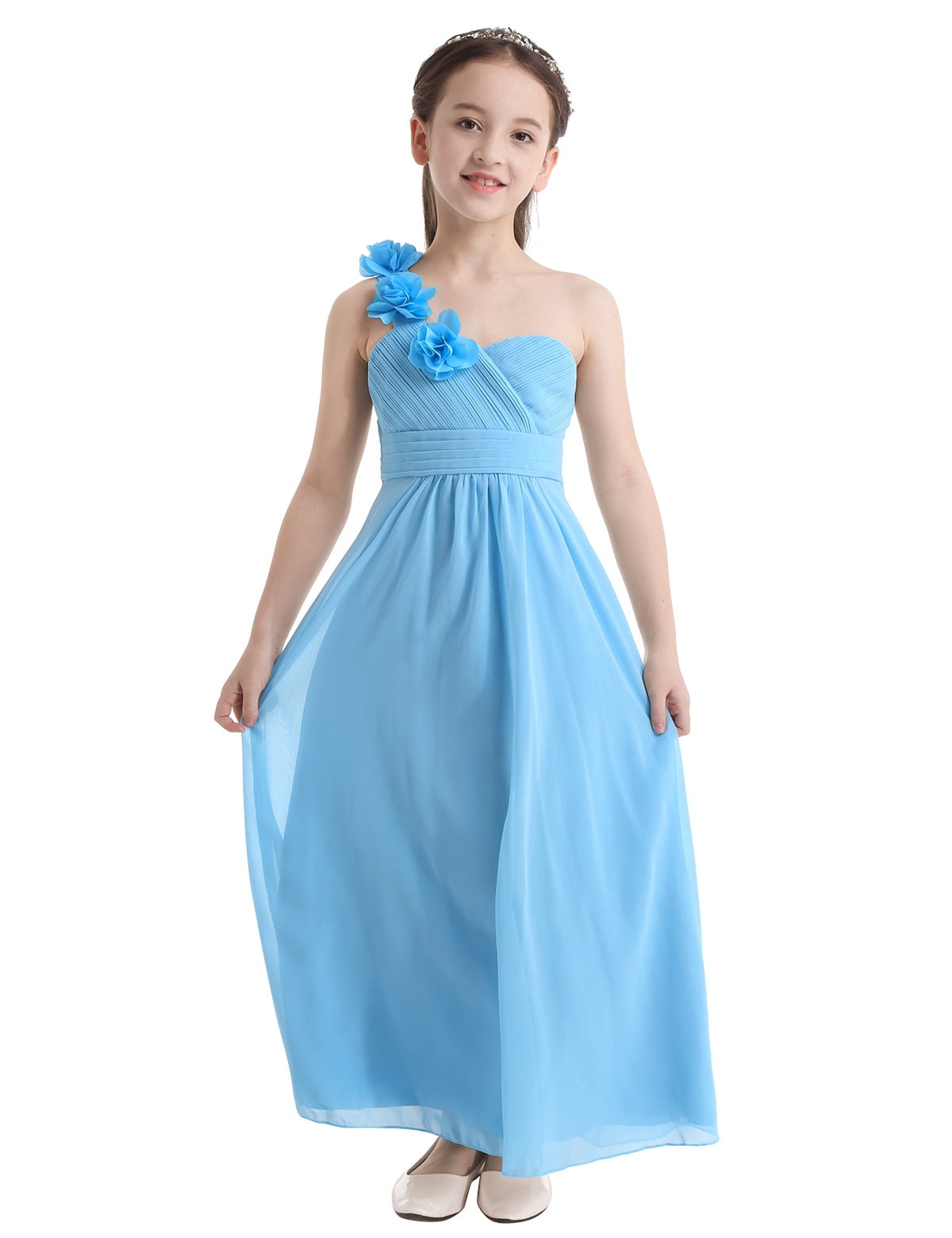 MSemis Kids One-shoulder Floor Length Flower Girl Dress - Walmart.com