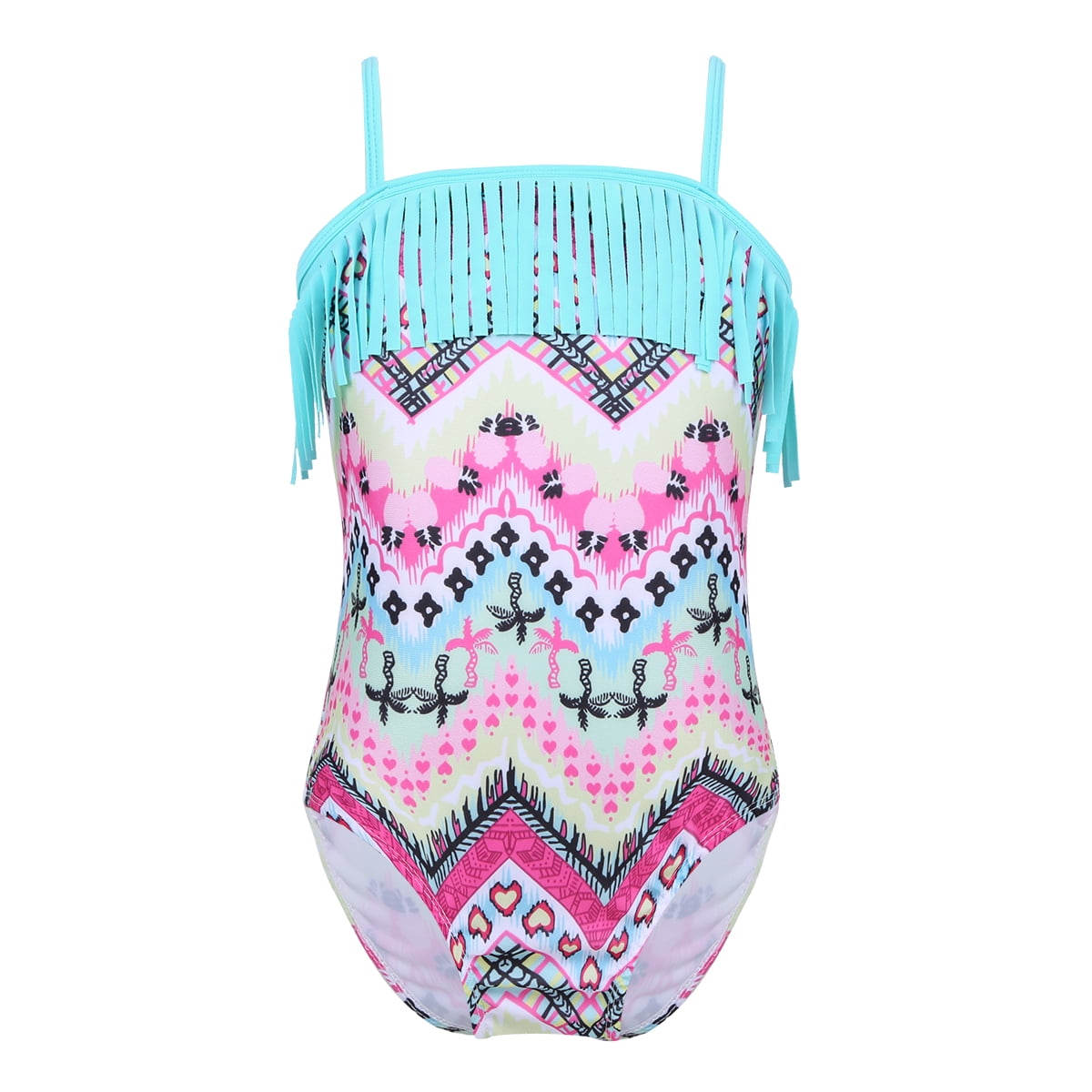 MSemis Little Big Girls Fringe Rainbow Stripe One Piece Swimsuit ...
