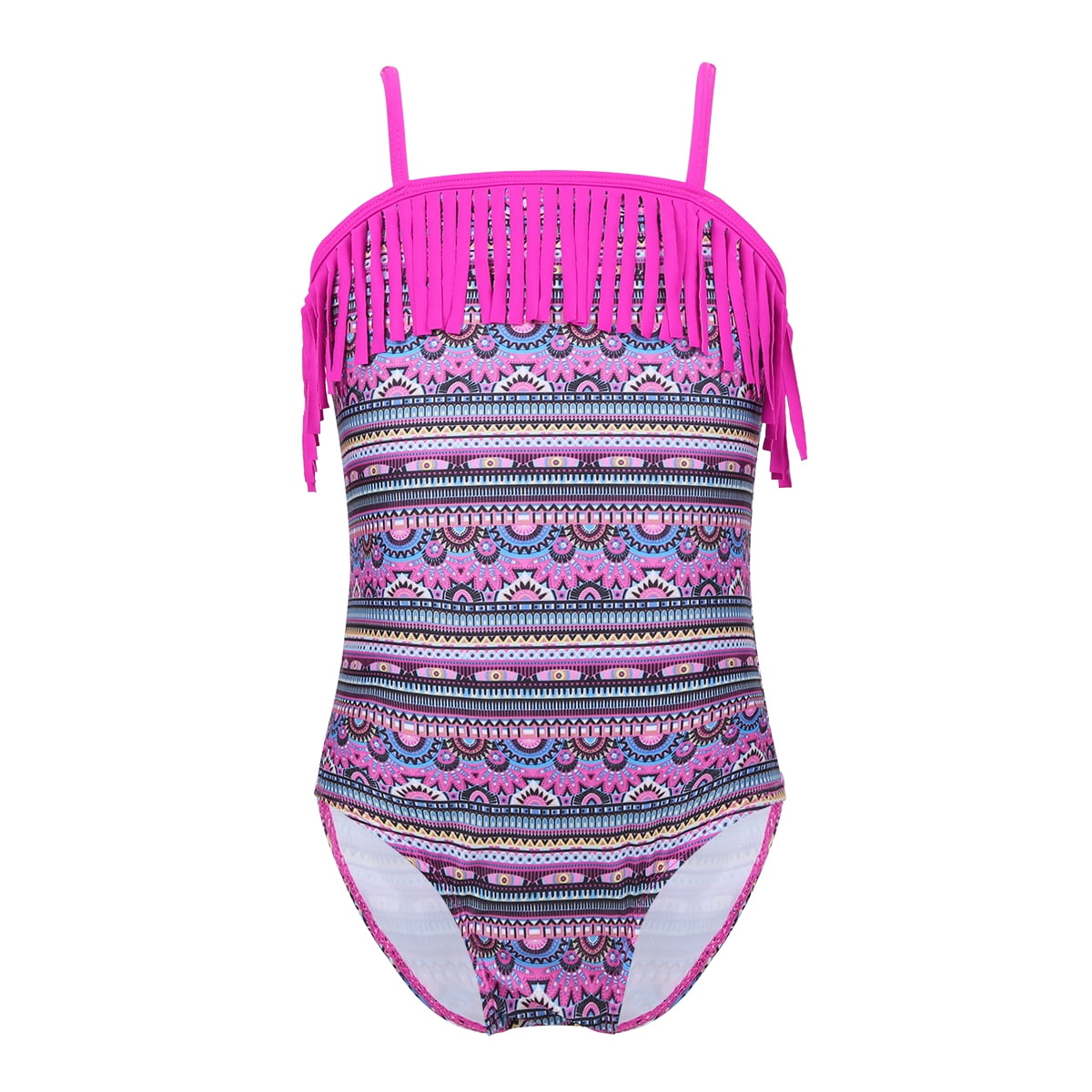 MSemis Little Big Girls Fringe Rainbow Stripe One Piece Swimsuit ...