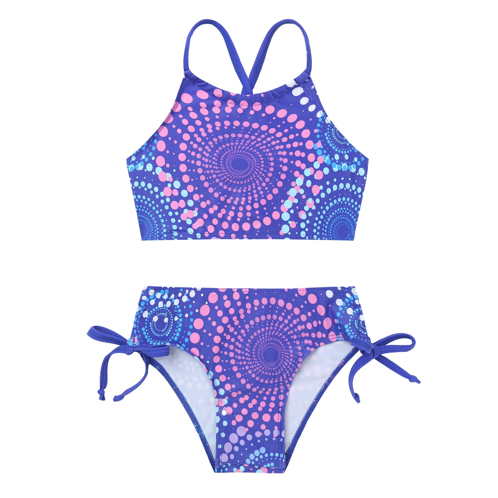 MSemis Little Big Girls Zonal Printed Halter Crop Top with Bottoms ...