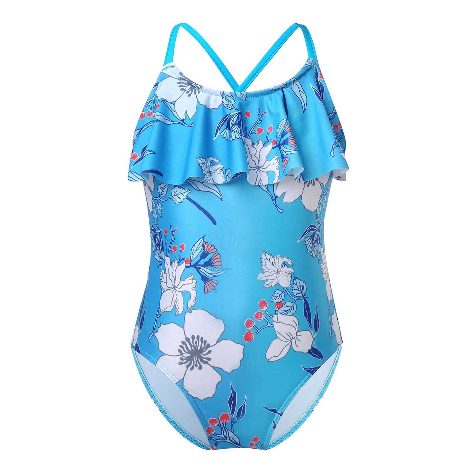 MSemis Little Girls One Piece Floral Print Swimwear - Walmart.com