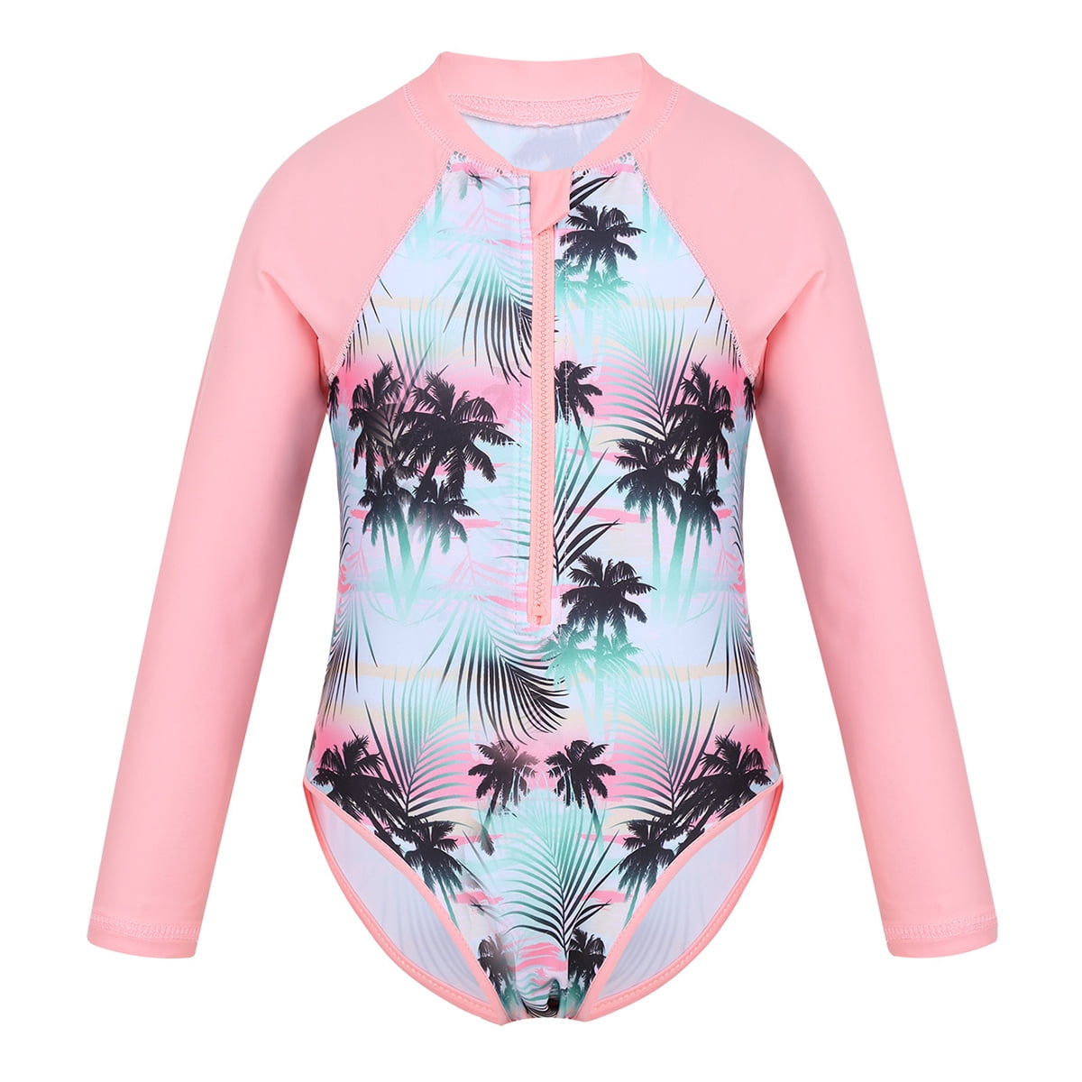 MSemis Girls Rash Guard Swimsuit, Long Sleeve, UPF 50+ Sun Protection ...