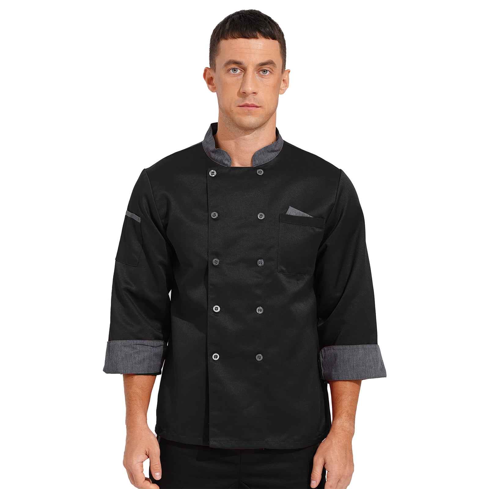 MSemis Men 3/4 Sleeve Chef Jacket Breathable Chef Coat Uniform for Food ...
