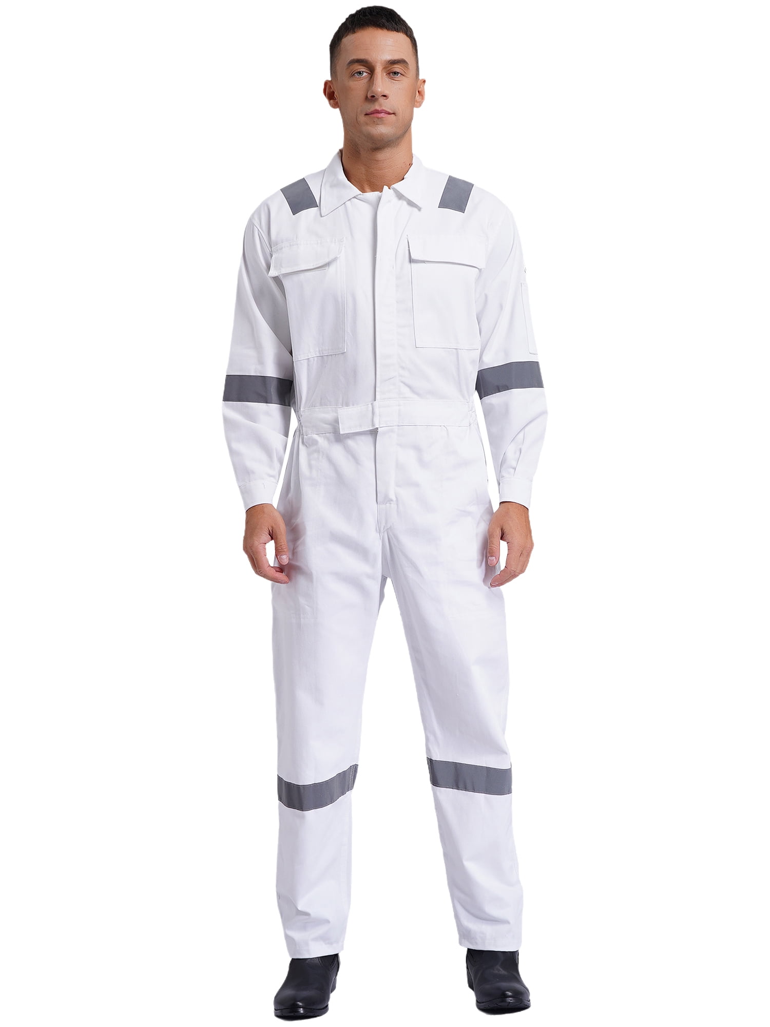 MSemis Men's 100% Cotton Work Overalls Reflective Strips Jumpsuit ...