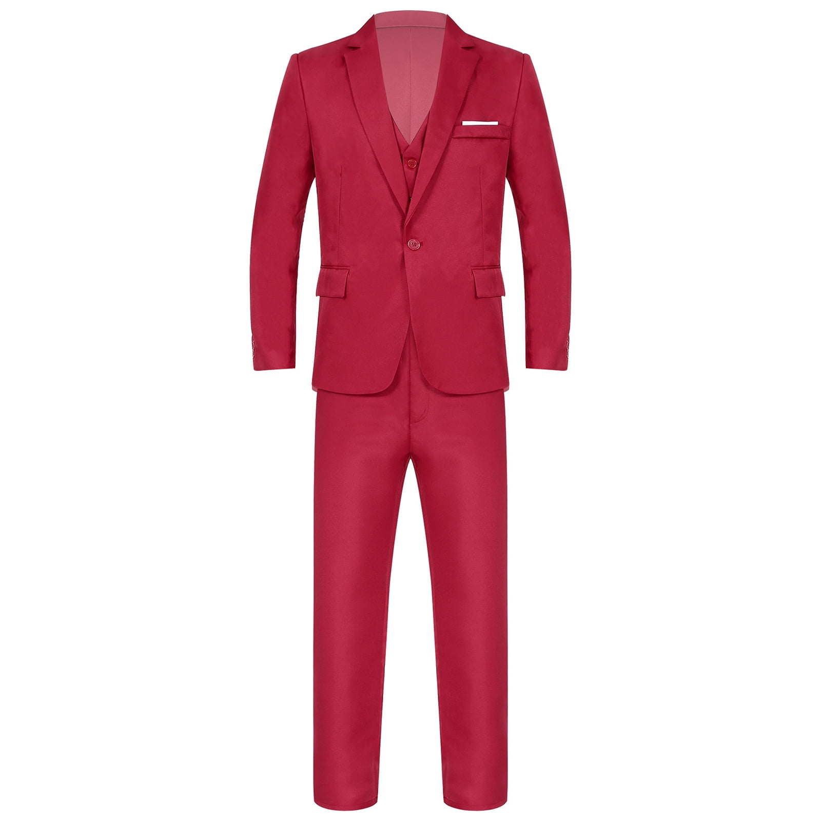 MSemis Men's 3 Piece Slim Fit Suit Set One Button Blazer Vest Jacket ...