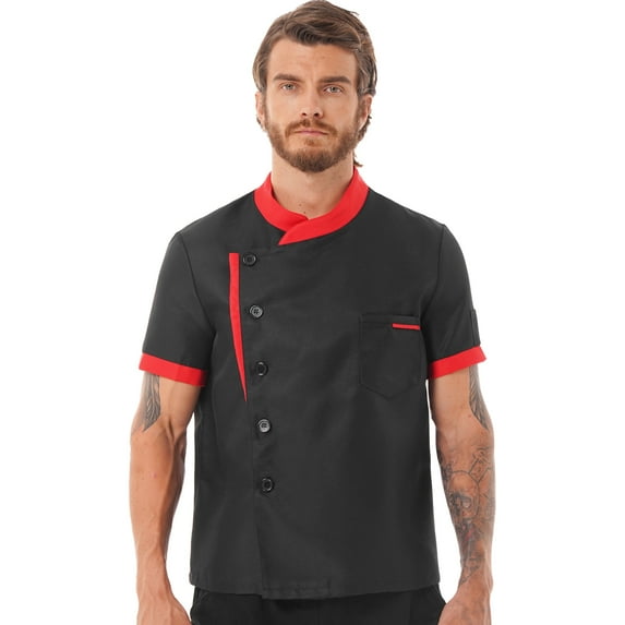 MSemis Men's Chef Coat Jacket Kitchen Cooking Chef Work Shirt Outfit ...