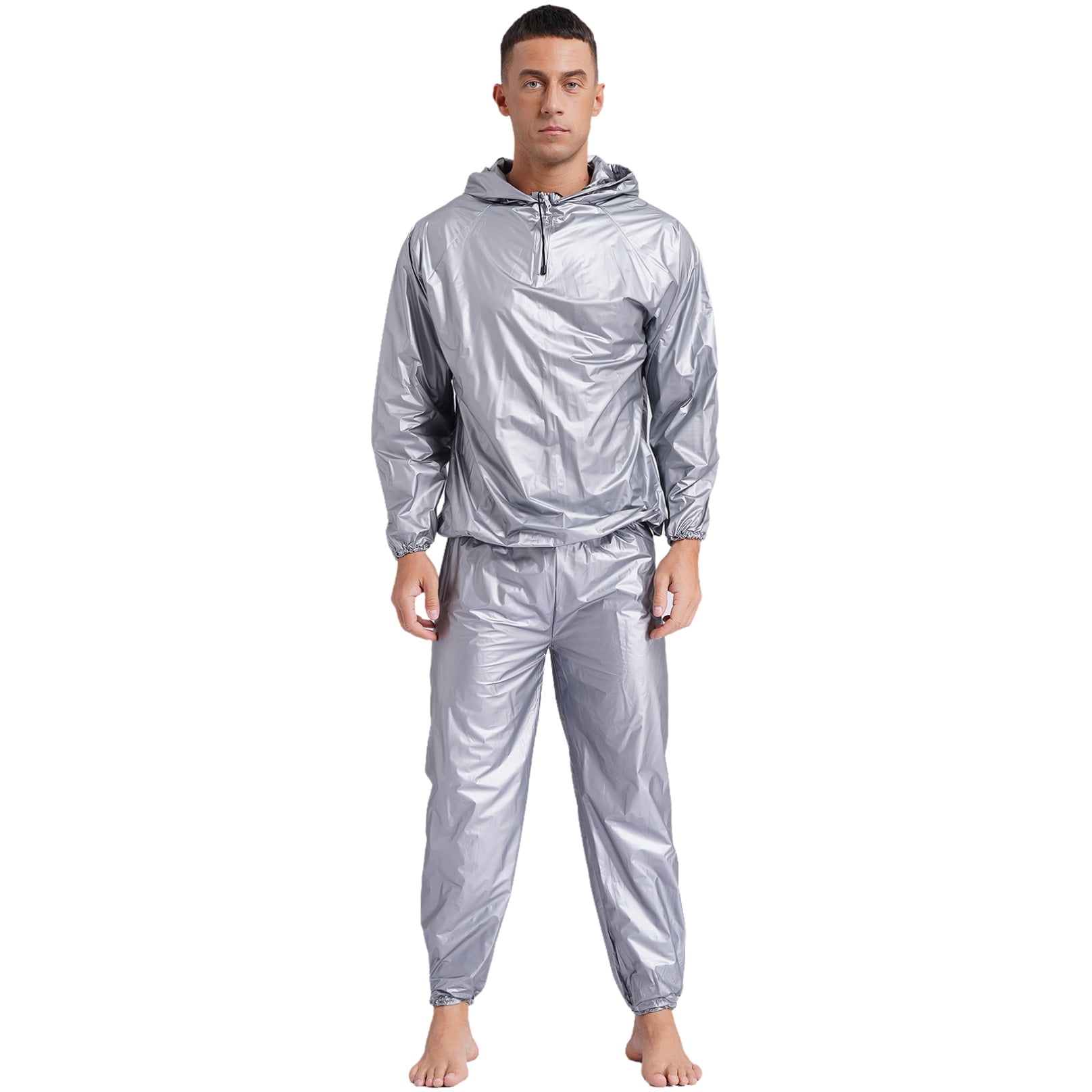 MSemis Men's Sauna Suits Two Piece Hooded Long Sleeve Sweat Top and ...
