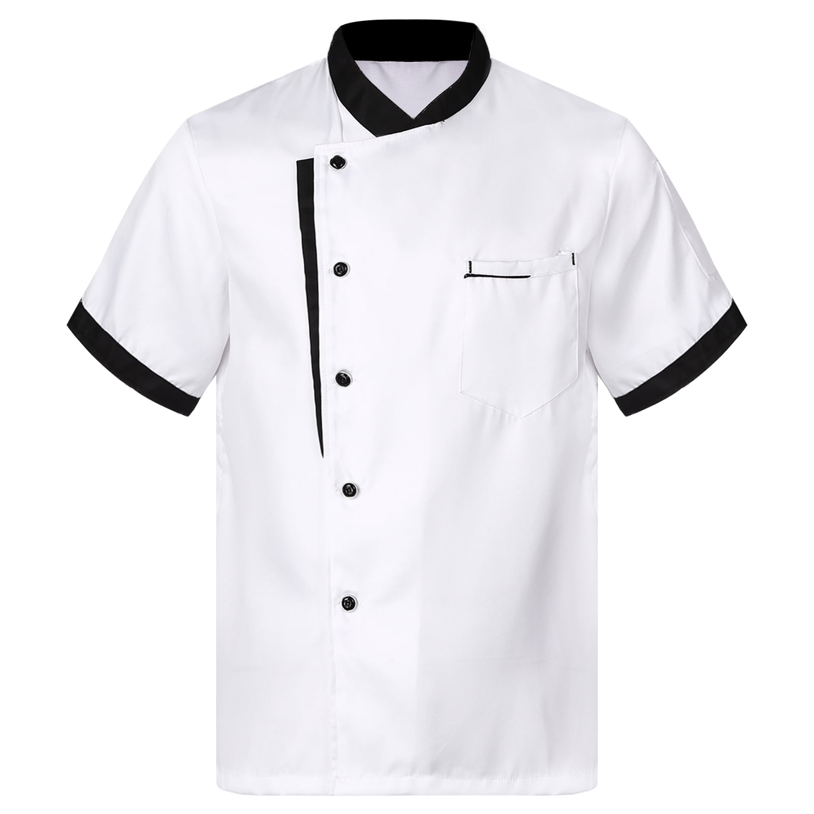 MSemis Men's Short Sleeve Button Chef Coat Jacket Kitchen Cook Shirt ...