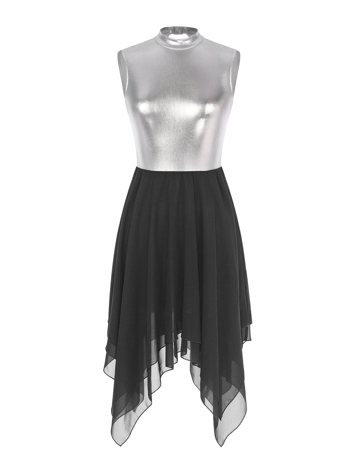 MSemis Metallic Silver Praise Dance Tunic Worship Liturgical Dance Wear ...