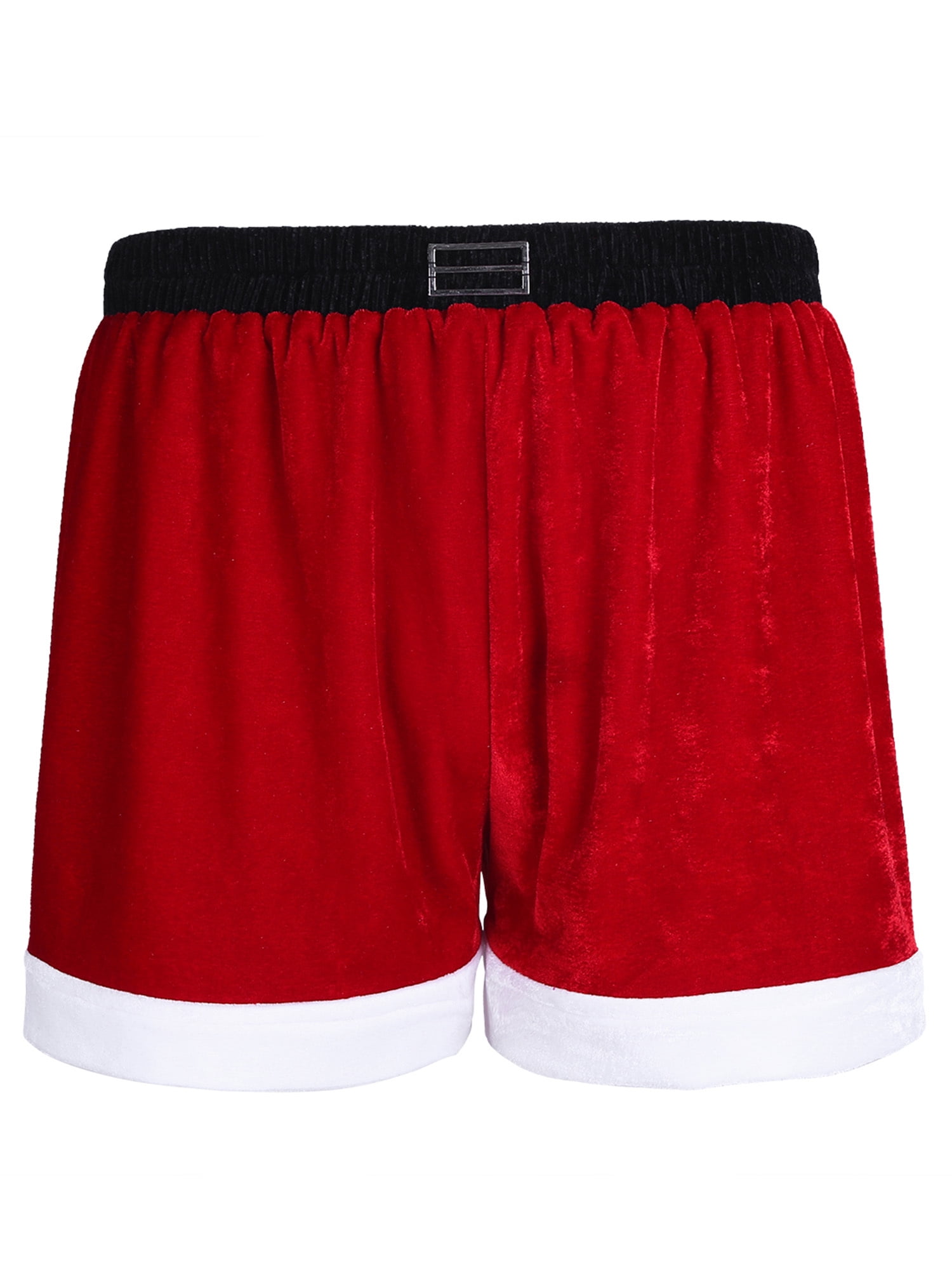 MSemis Red Velvet Christmas Shorts for Men Flannel Santa Claus Boxer ...