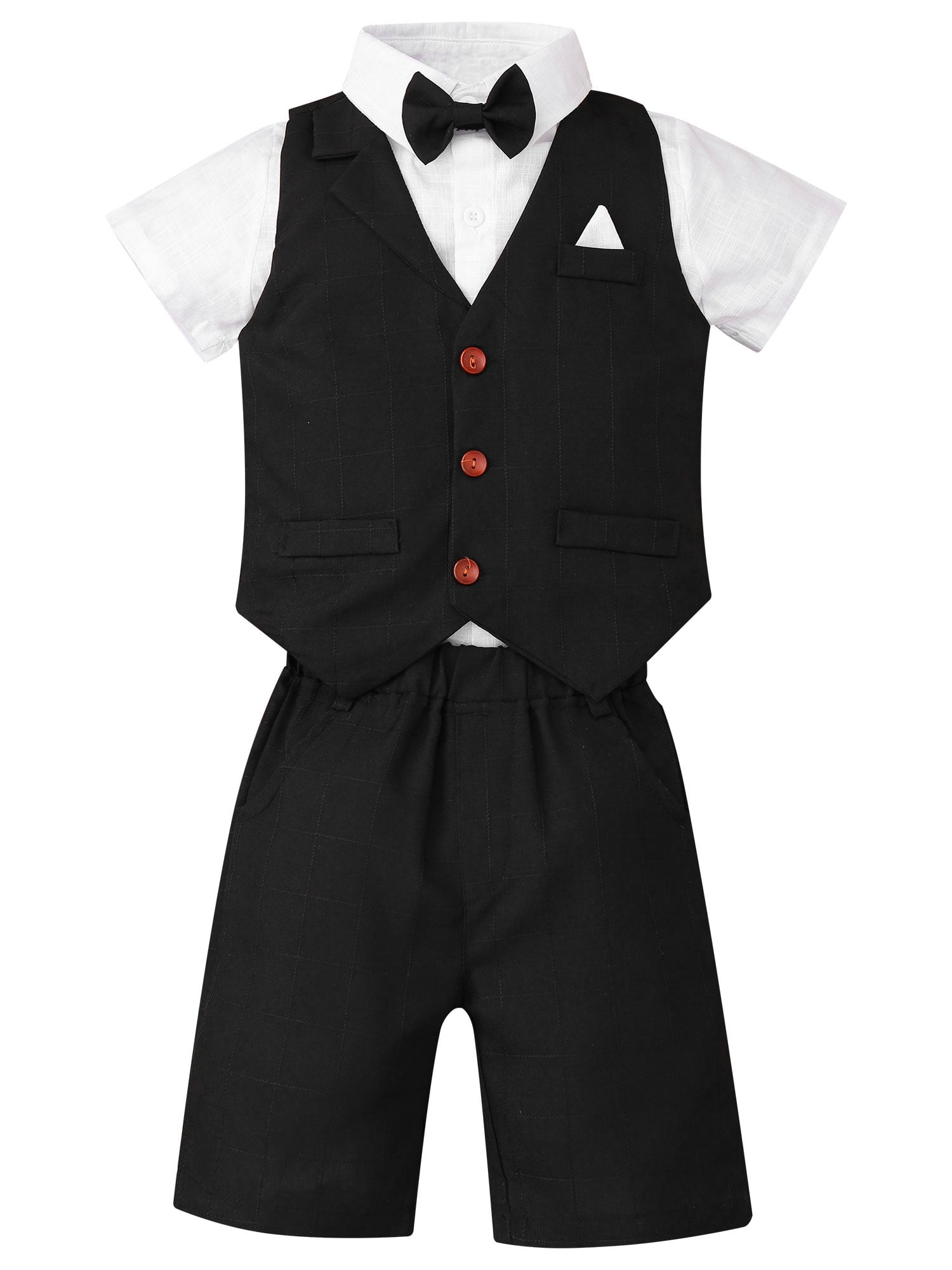 MSemis Toddler Kids Boys Wedding Formal Suit Short Sleeve Vest Shirt ...