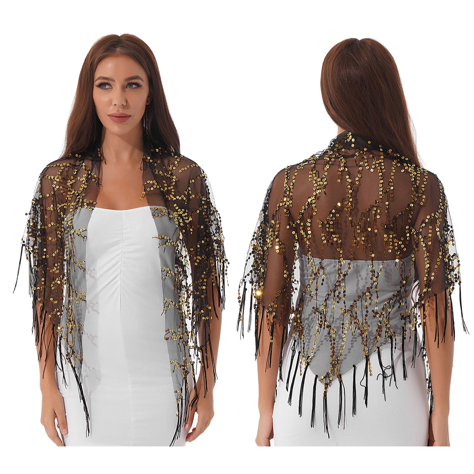 MSemis Women Cover Up Fringed Evening Cape Shawl Wrap Bridal Dresses ...