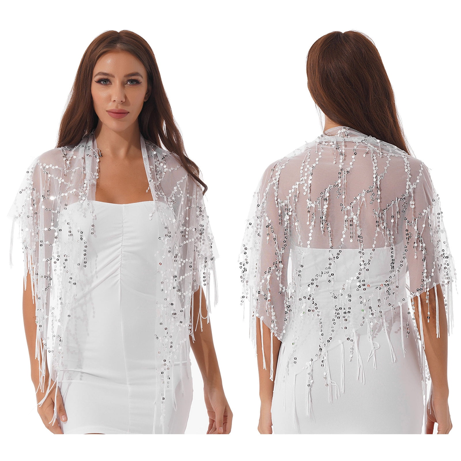 MSemis Women Cover Up Fringed Evening Cape Shawl Wrap Bridal Dresses ...